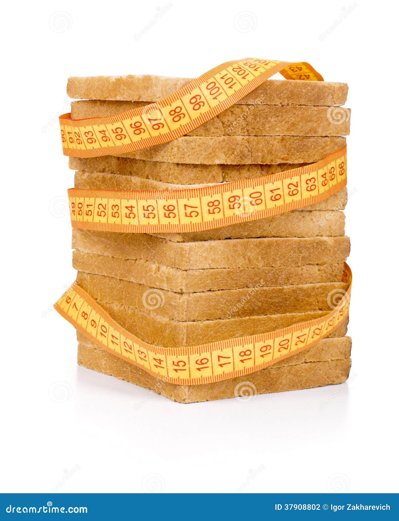 Bread Grasped by Measuring Tape Stock Photo - Image of health, concept ...