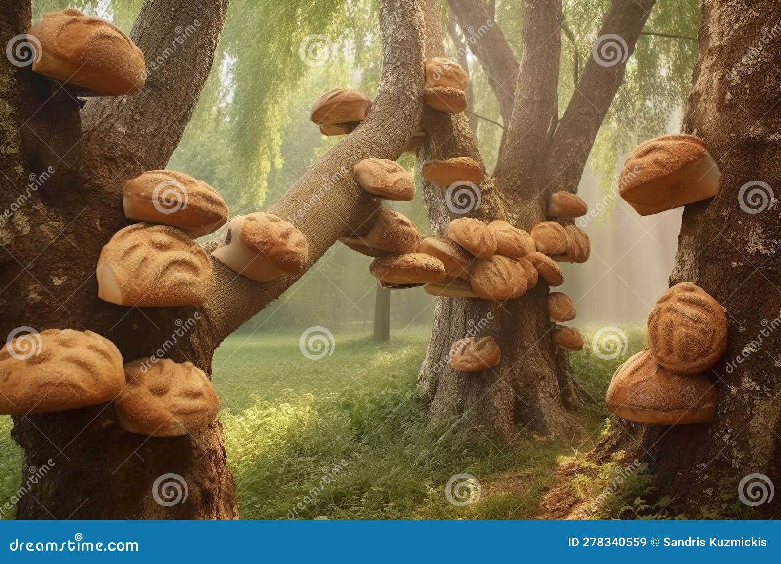 Bread Growing on Trees. Generative AI Stock Illustration - Illustration ...
