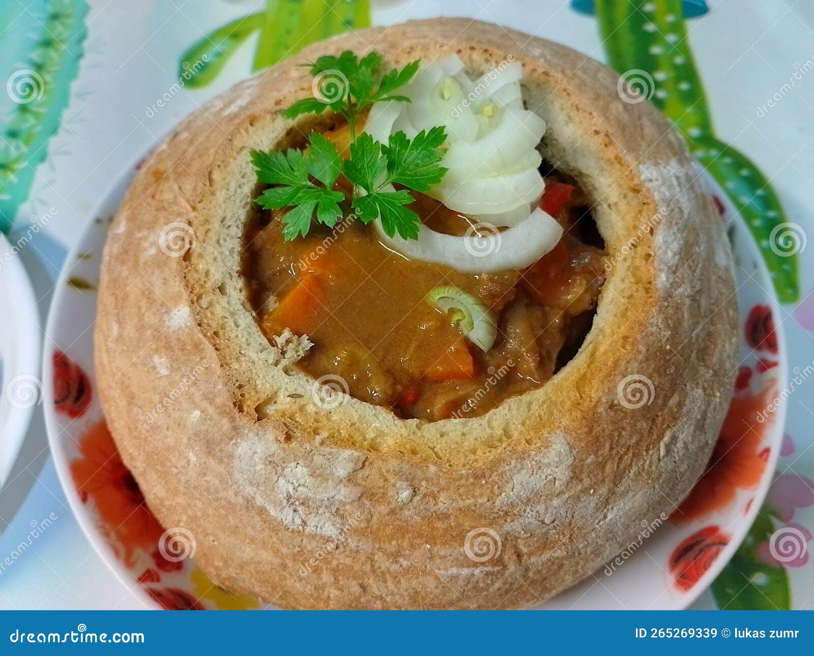 Bread with gulash stock image. Image of bread, meal - 265269339
