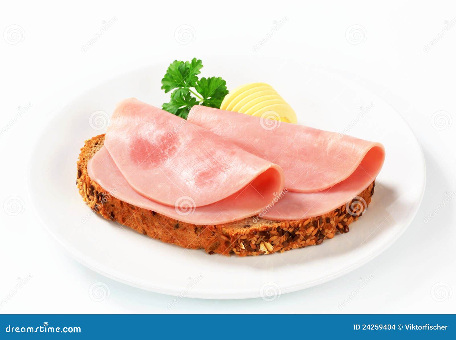 Bread and ham stock photo. Image of butter, pork, white - 24259404