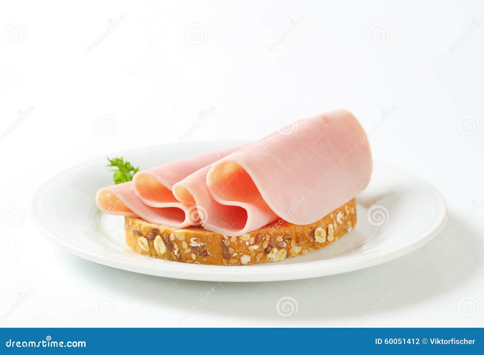 Bread with ham stock photo. Image of thin, herb, food - 60051412