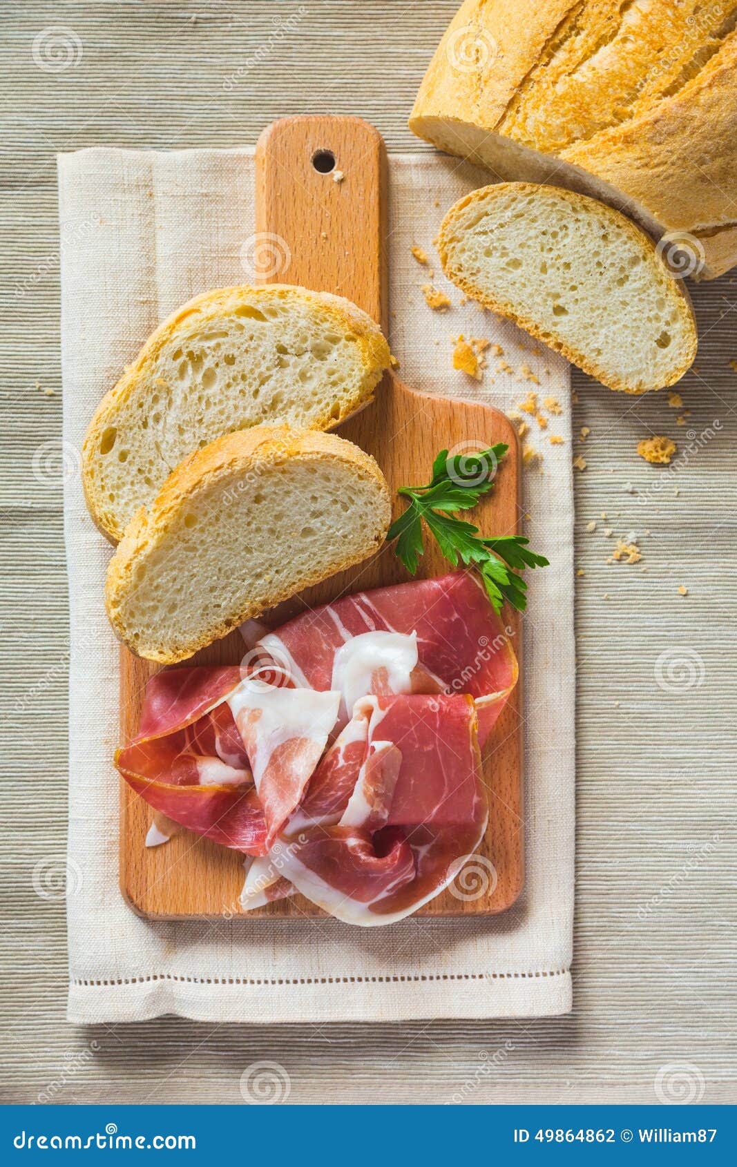 Bread and Ham Slices stock photo. Image of white, bakery - 49864862