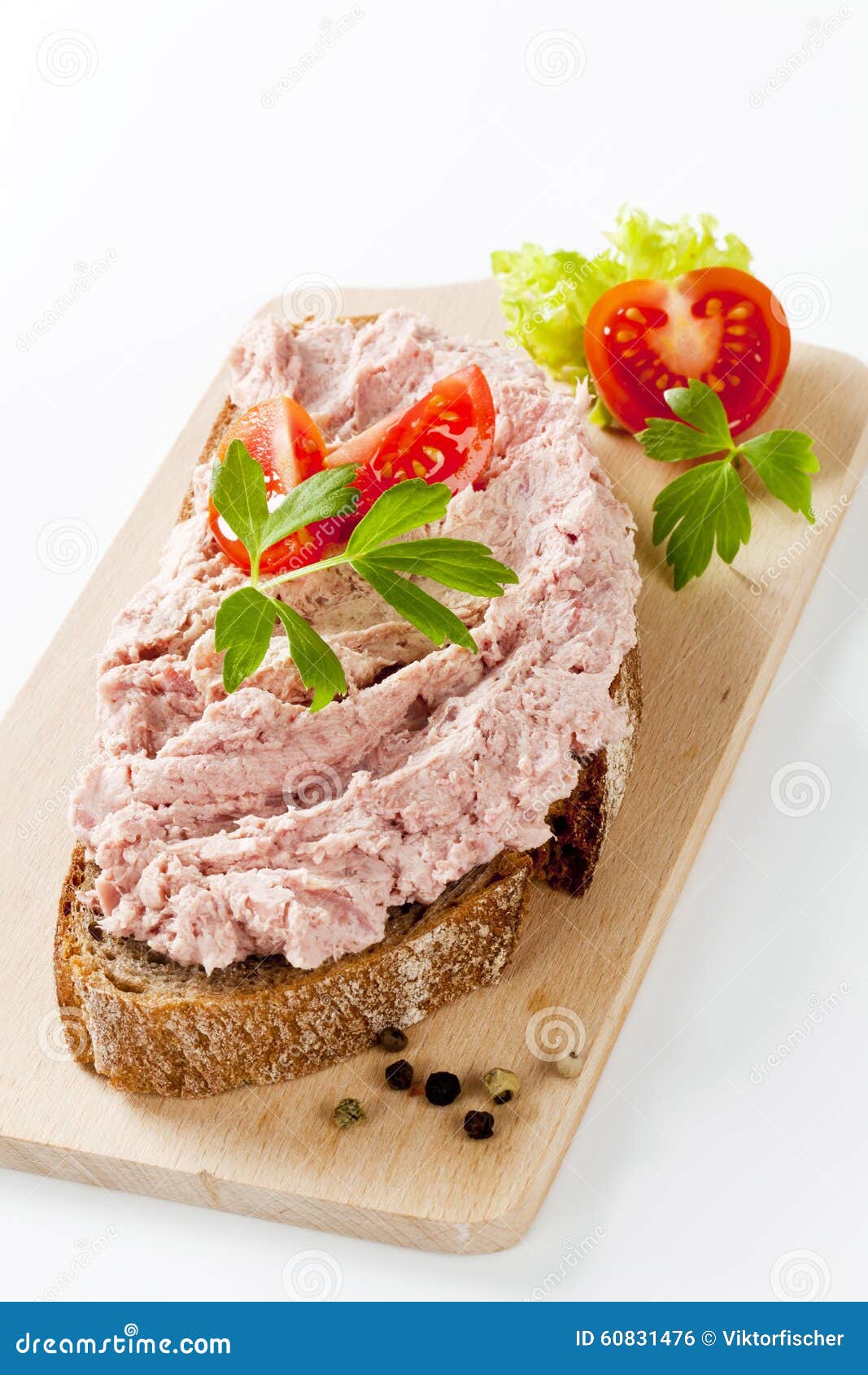 Bread and ham spread stock photo. Image of savory, meat - 60831476