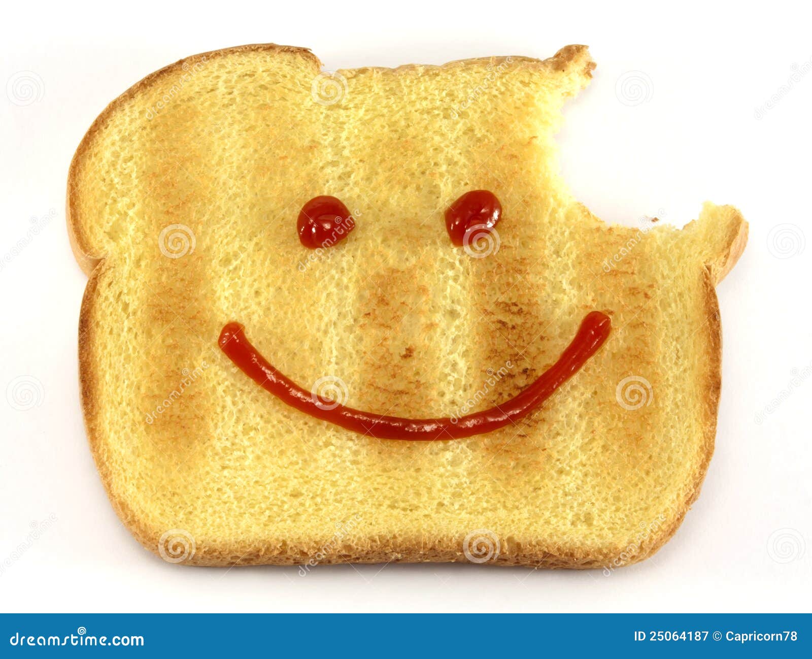 Bread With Happy Face And Bite Stock Image - Image of morning ...