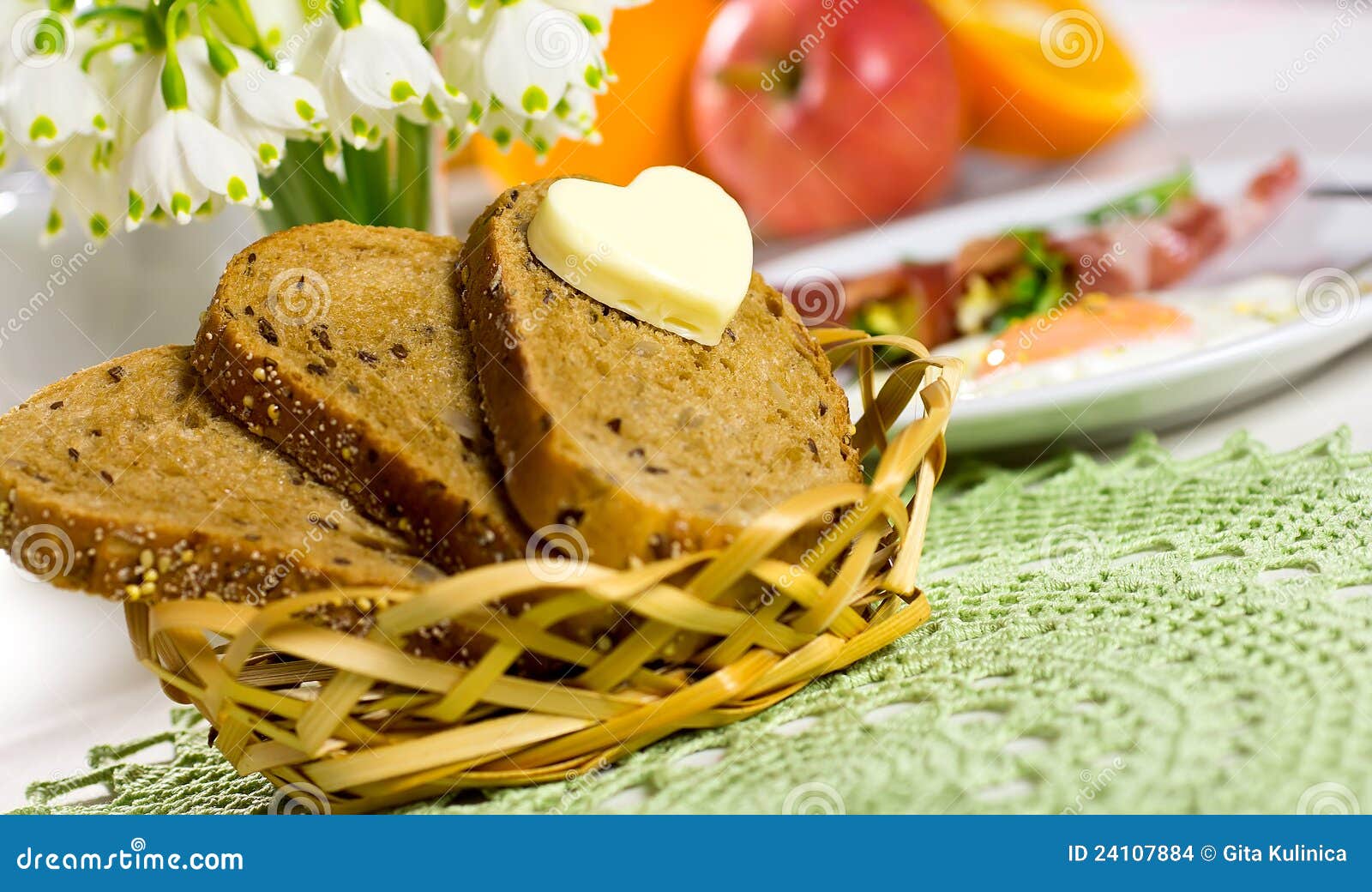 Bread and heart. stock photo. Image of bacon, eggs, croissant - 24107884