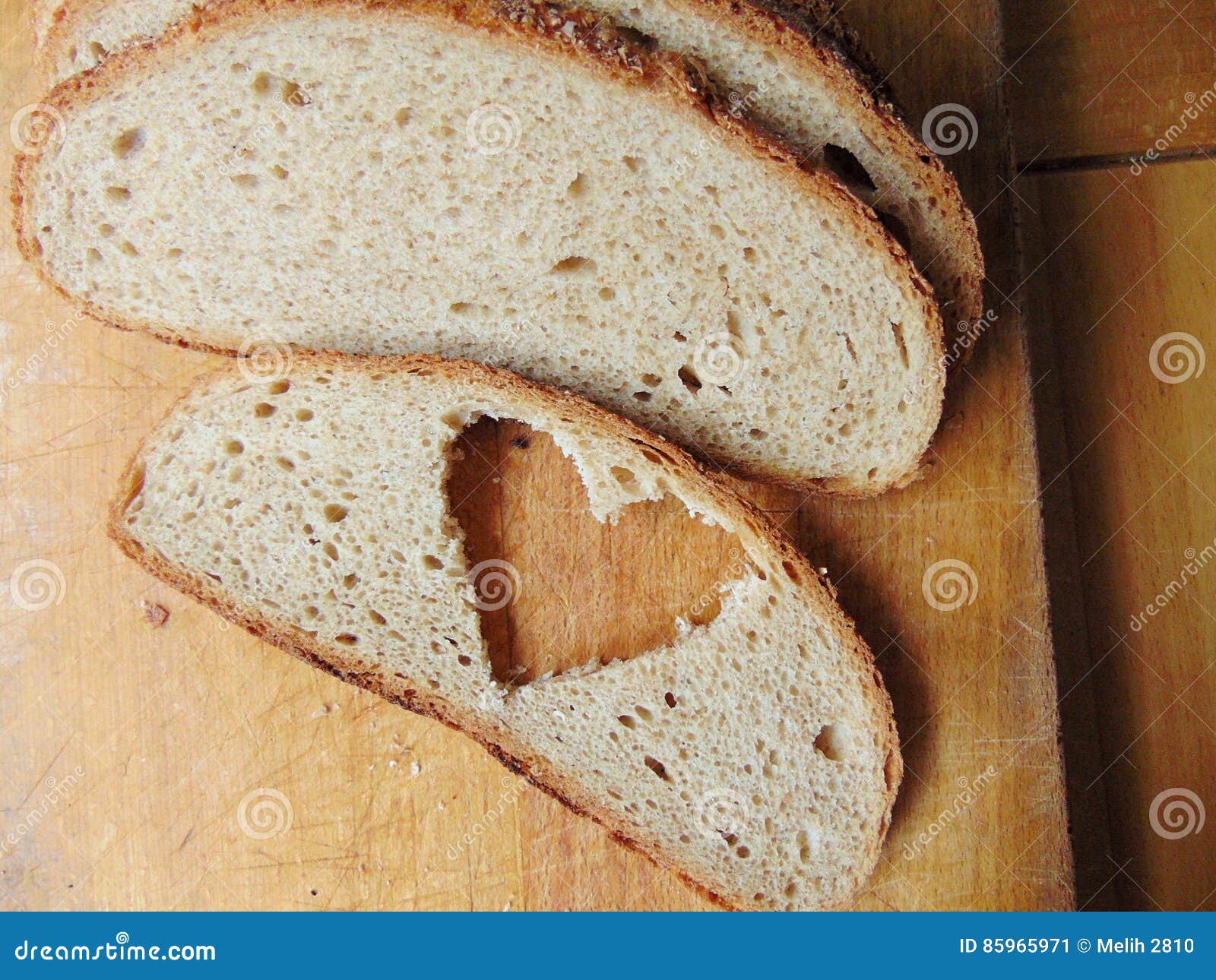 Bread with Heart Cut Out of Slice Stock Image - Image of bread, bakery ...