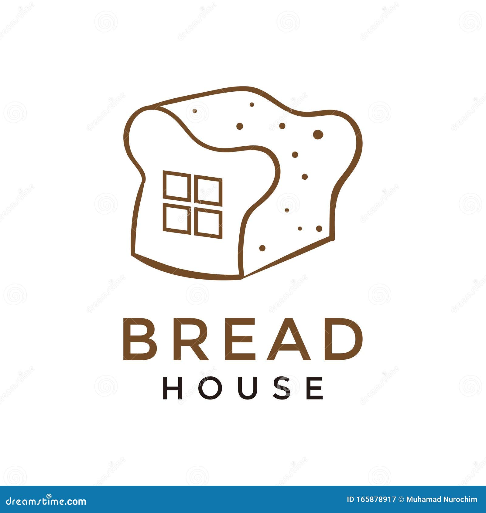 Bread House with Line Art Logo Design Vector Stock Vector ...