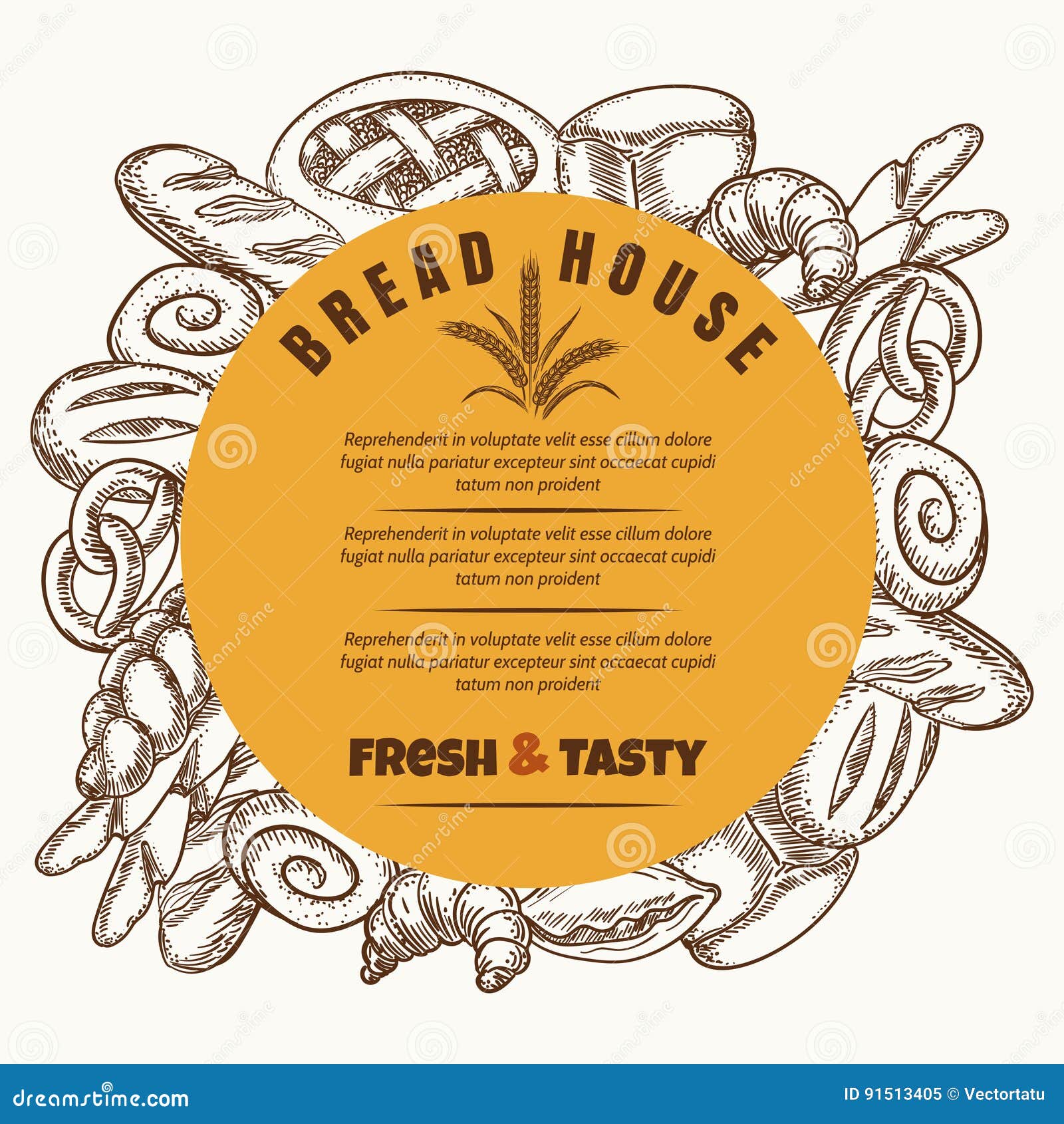 Bread House Round Banner Design Stock Vector - Illustration of quality ...