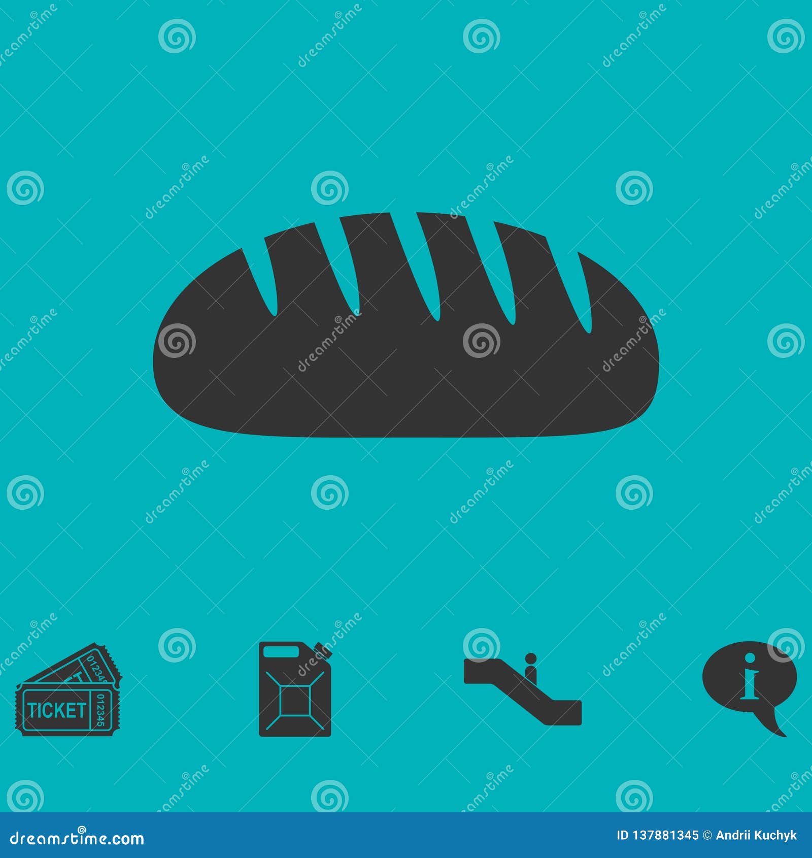 Bread icon flat stock vector. Illustration of design - 137881345