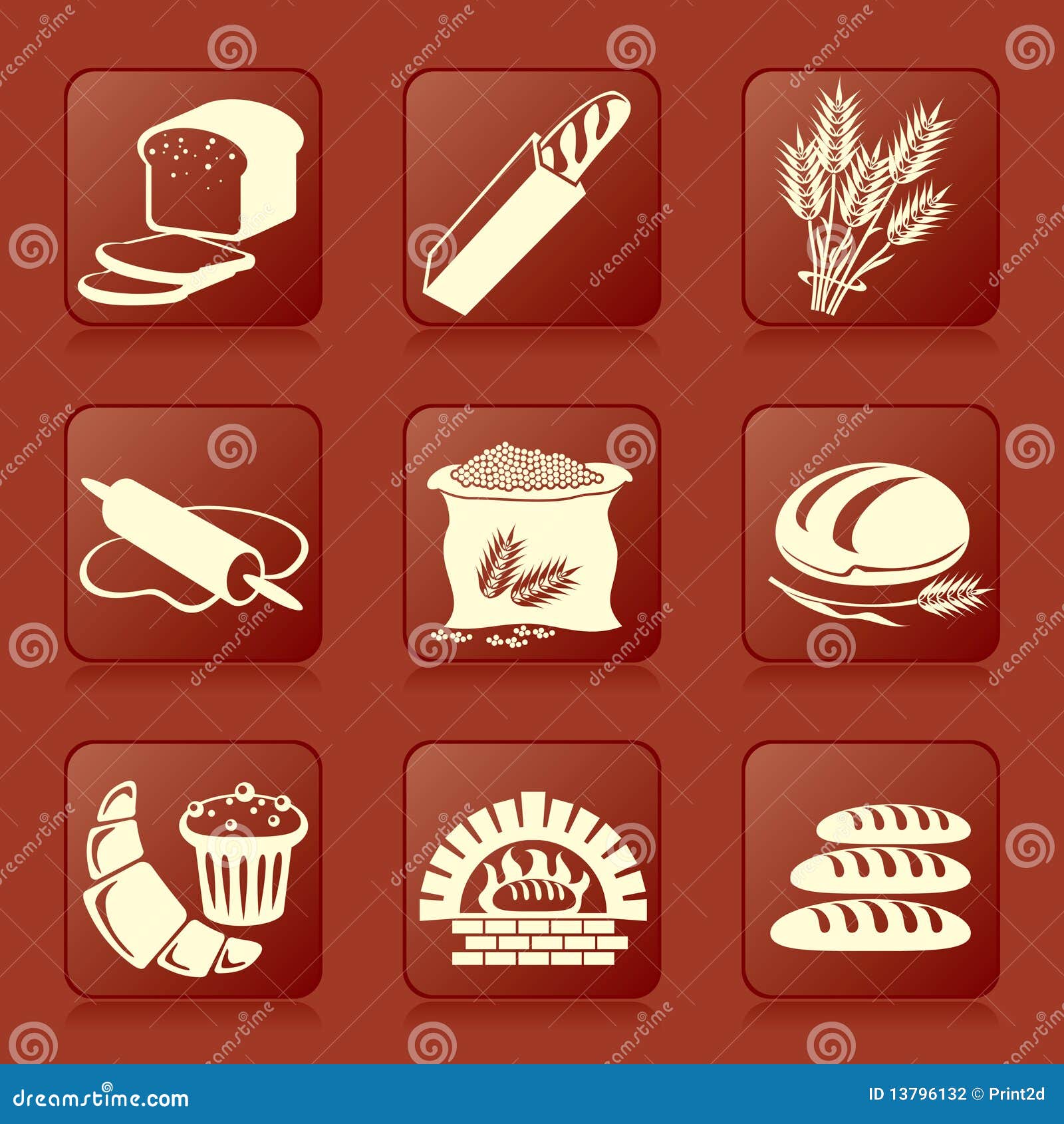 Bread icons stock vector. Illustration of group, barley - 13796132