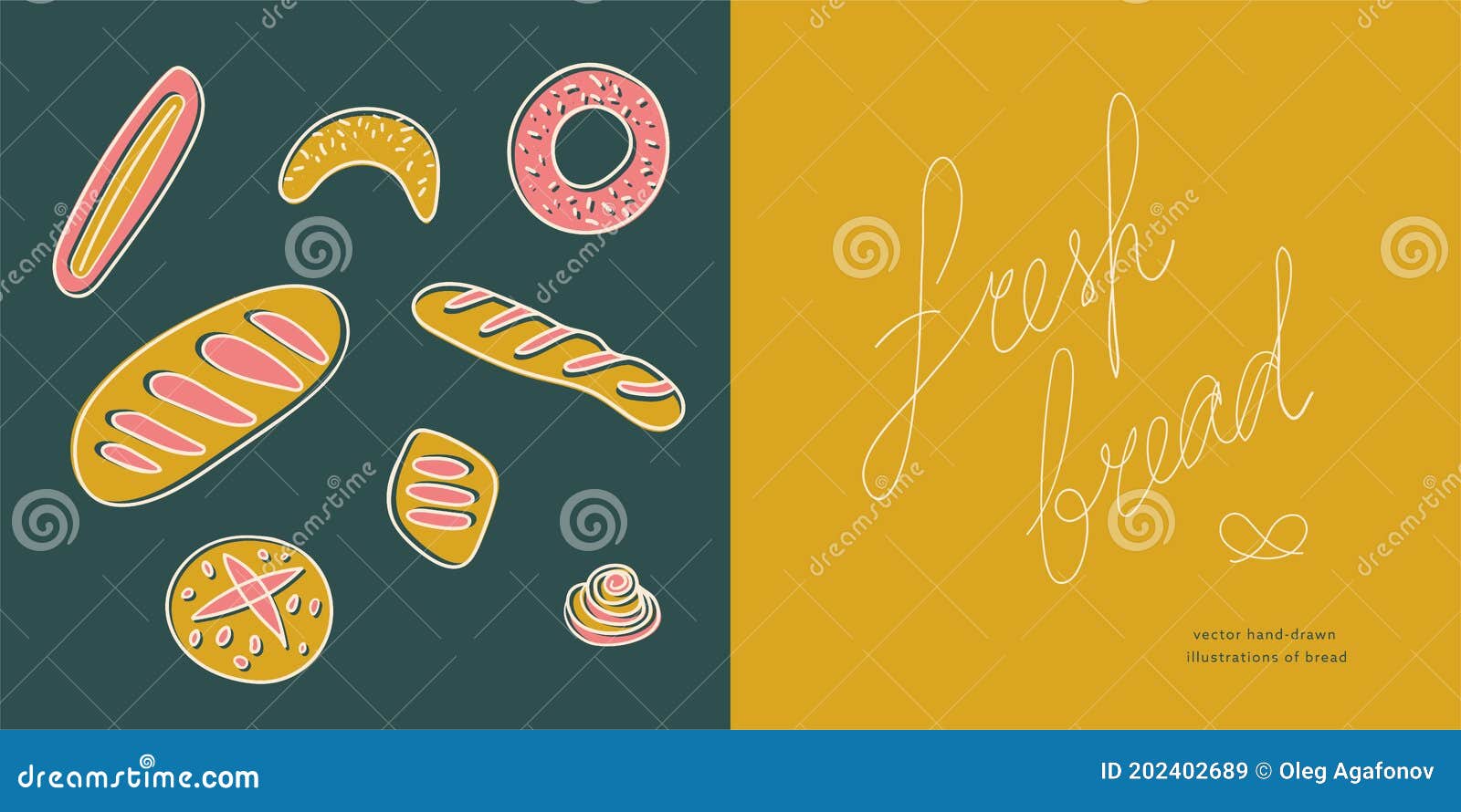 Bread Illustrations For Breadsticks Label And Bakery Packaging Design ...