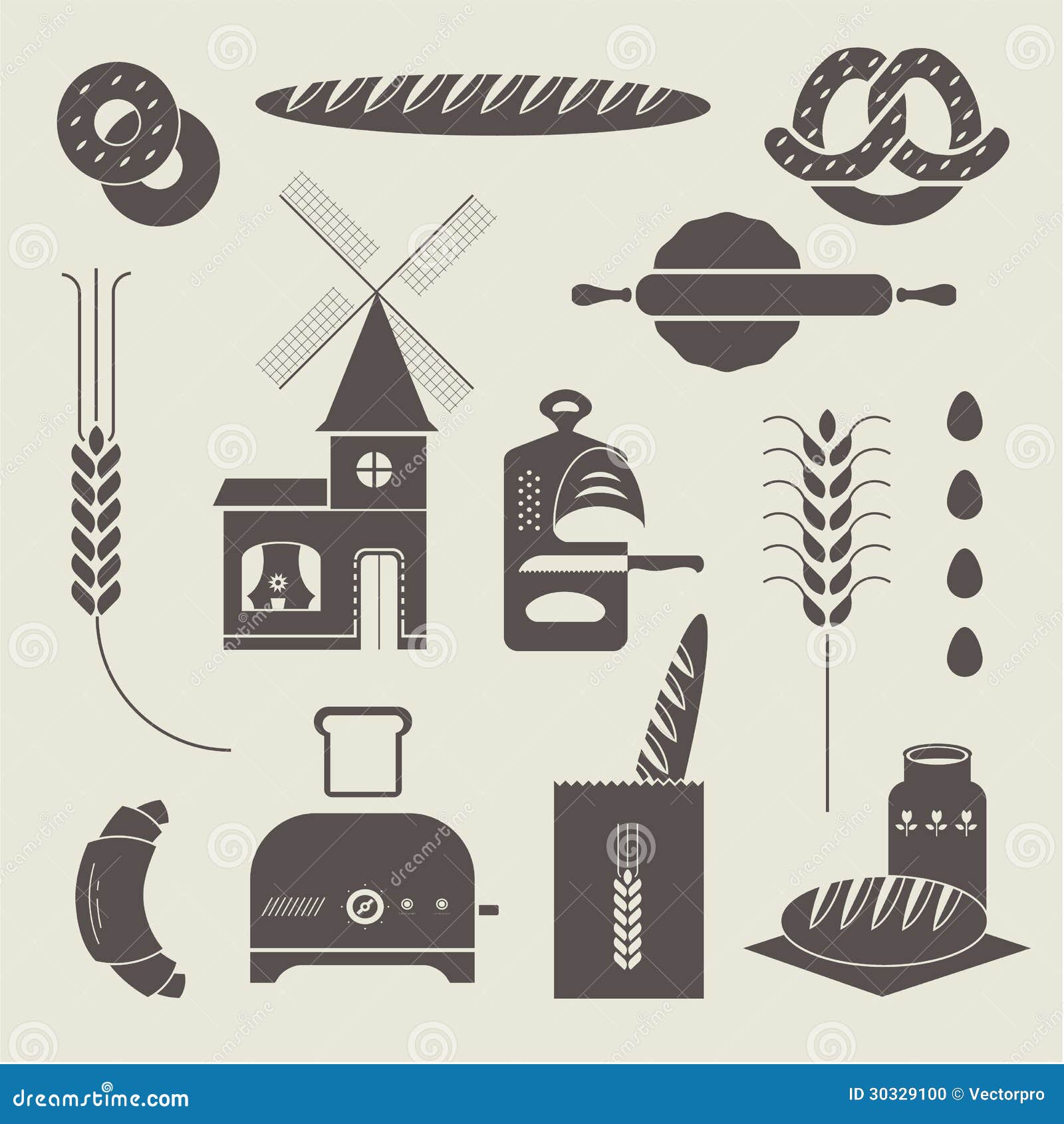 Bread icons stock vector. Illustration of eating, german - 30329100