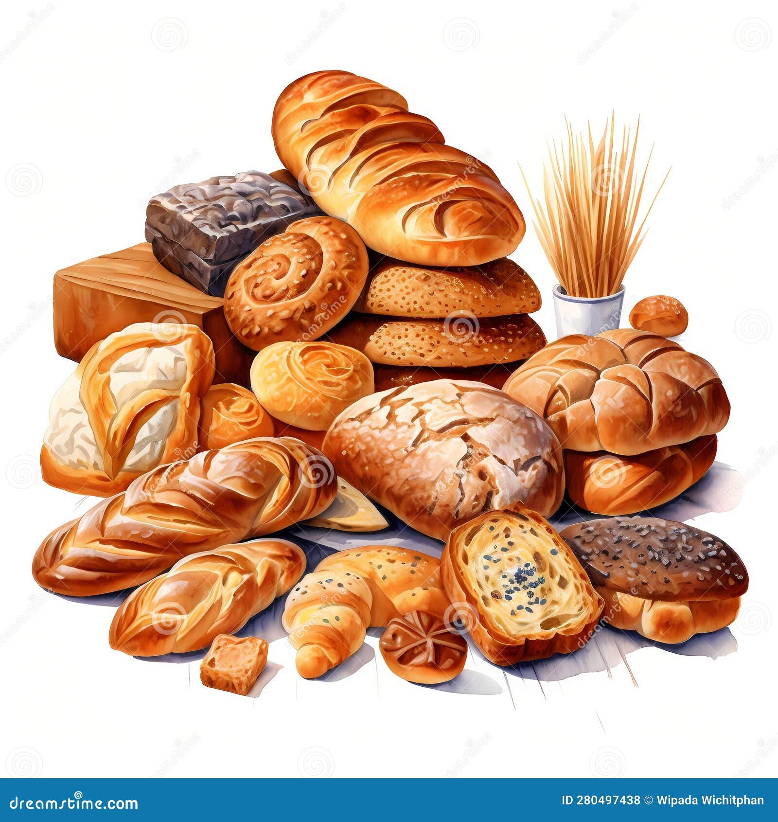Bread Illustration, Realistic Bread, Bread Shop Stock Illustration ...