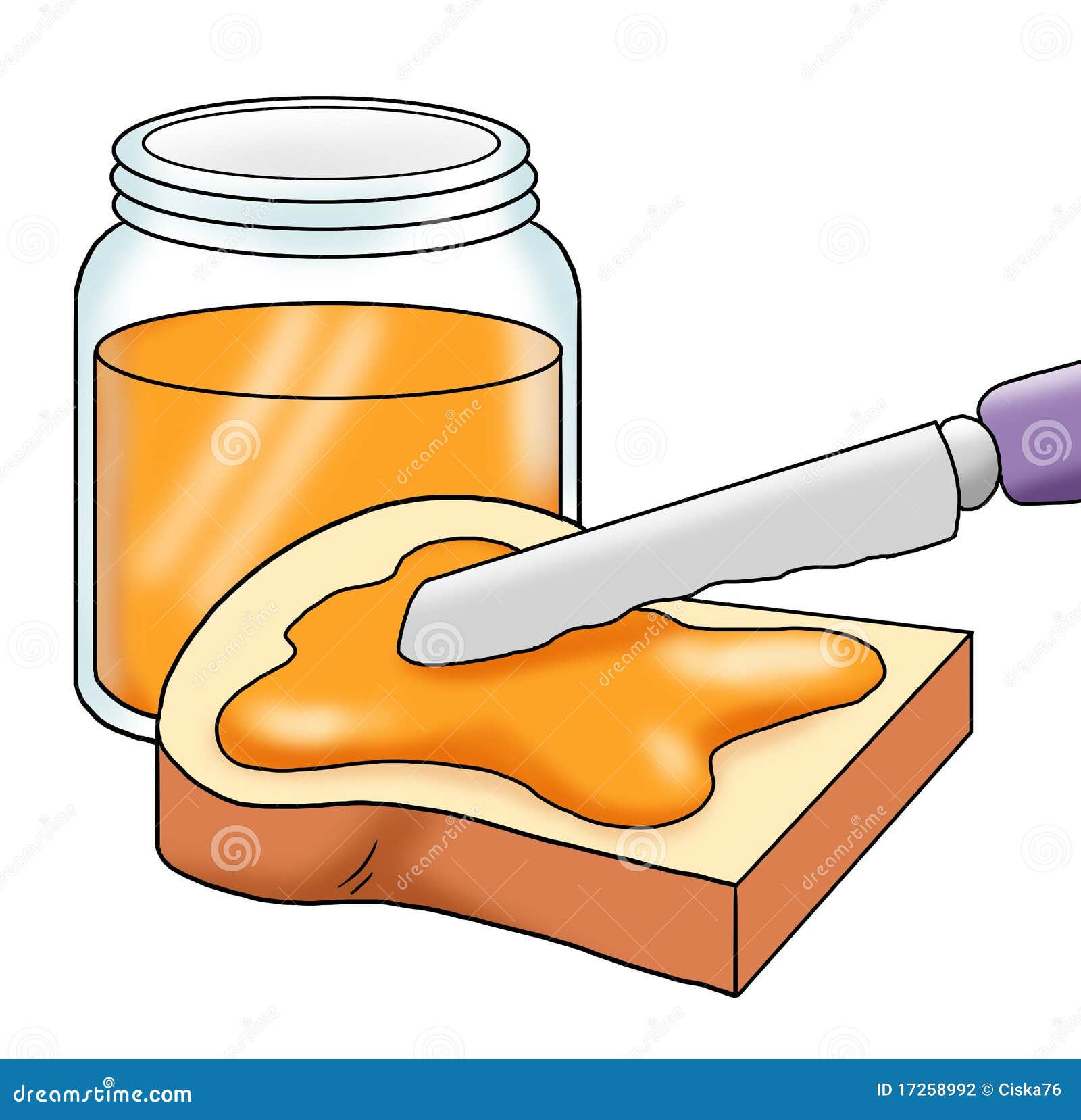 Bread with the jam stock illustration. Illustration of slice - 17258992