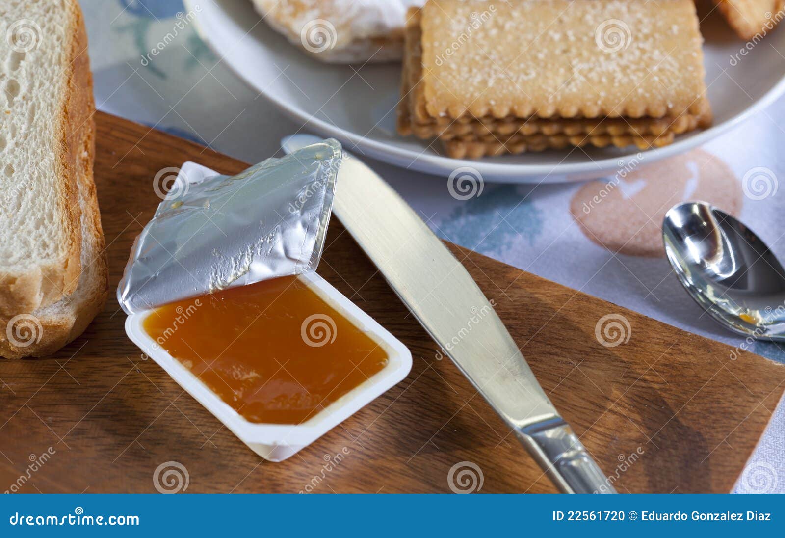 Bread and Jam stock photo. Image of plate, peach, cloth - 22561720
