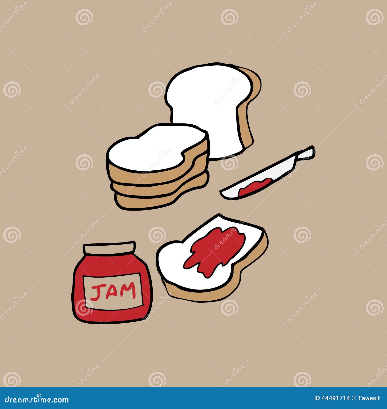 Bread and jam stock vector. Illustration of cherry, knife - 44491714