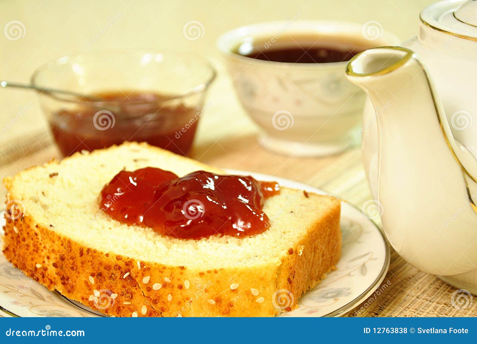 Bread and jelly stock photo. Image of plate, bread, snack - 12763838