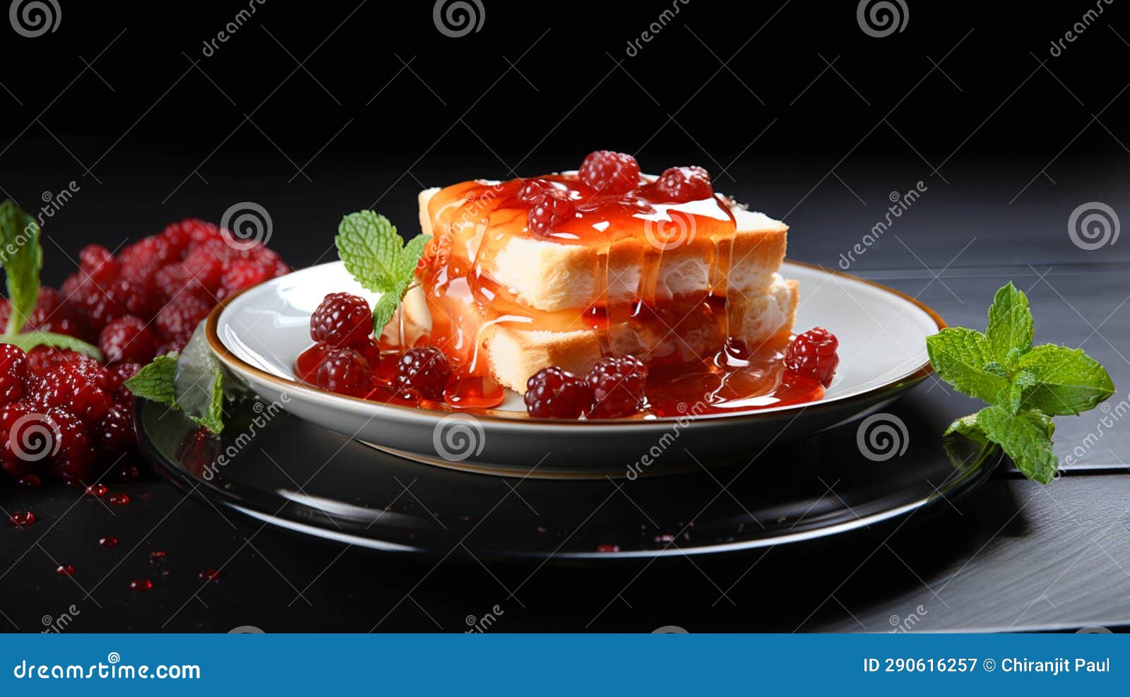 A Bread with Jelly in a Plate on White Background Stock Illustration ...