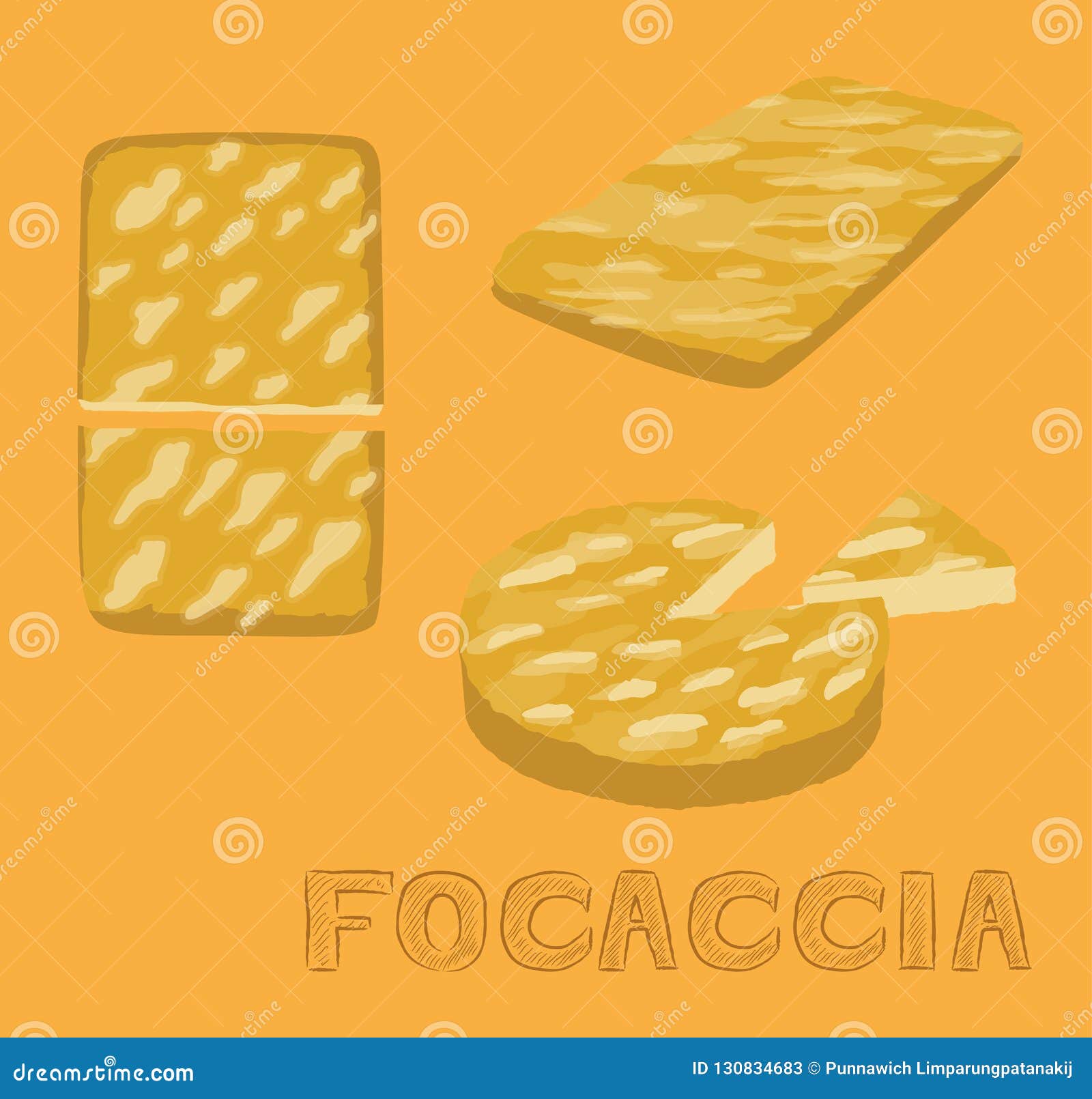 Bread Kind Focaccia Vector Illustration Stock Vector - Illustration of ...