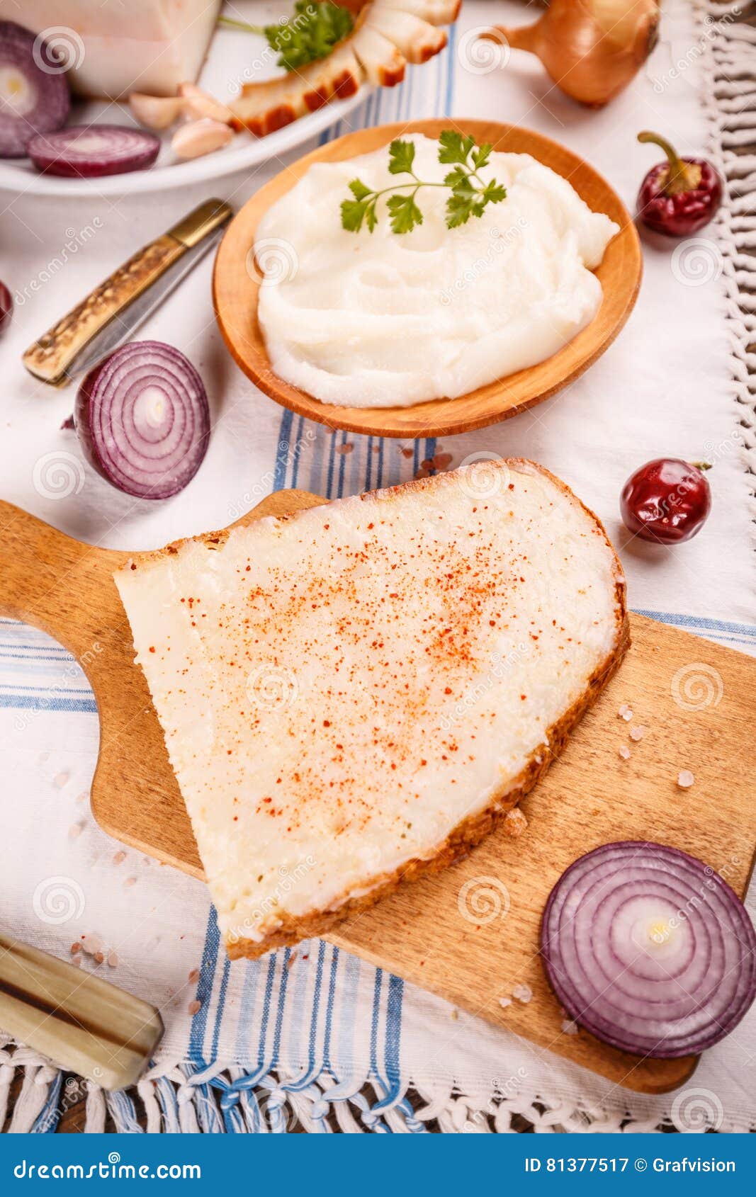 Bread with lard stock image. Image of snack, crust, salted - 81377517
