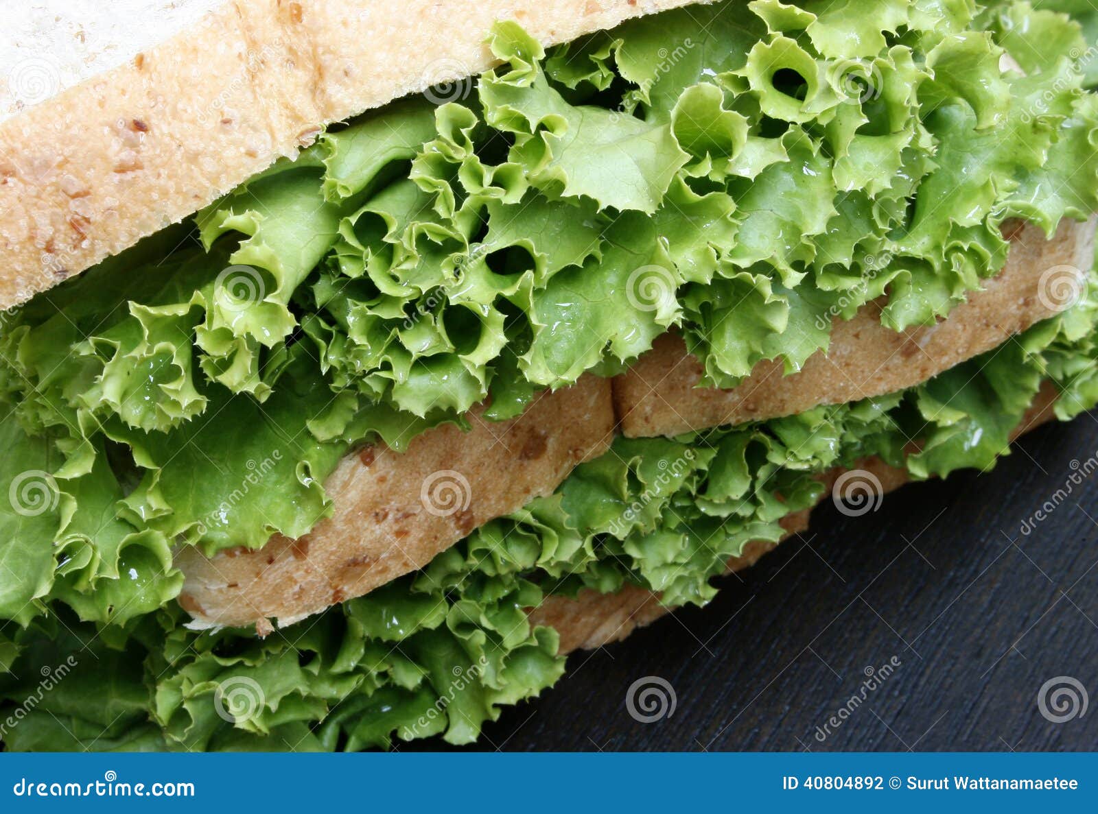Bread with lettuce leaf stock photo. Image of sliced - 40804892