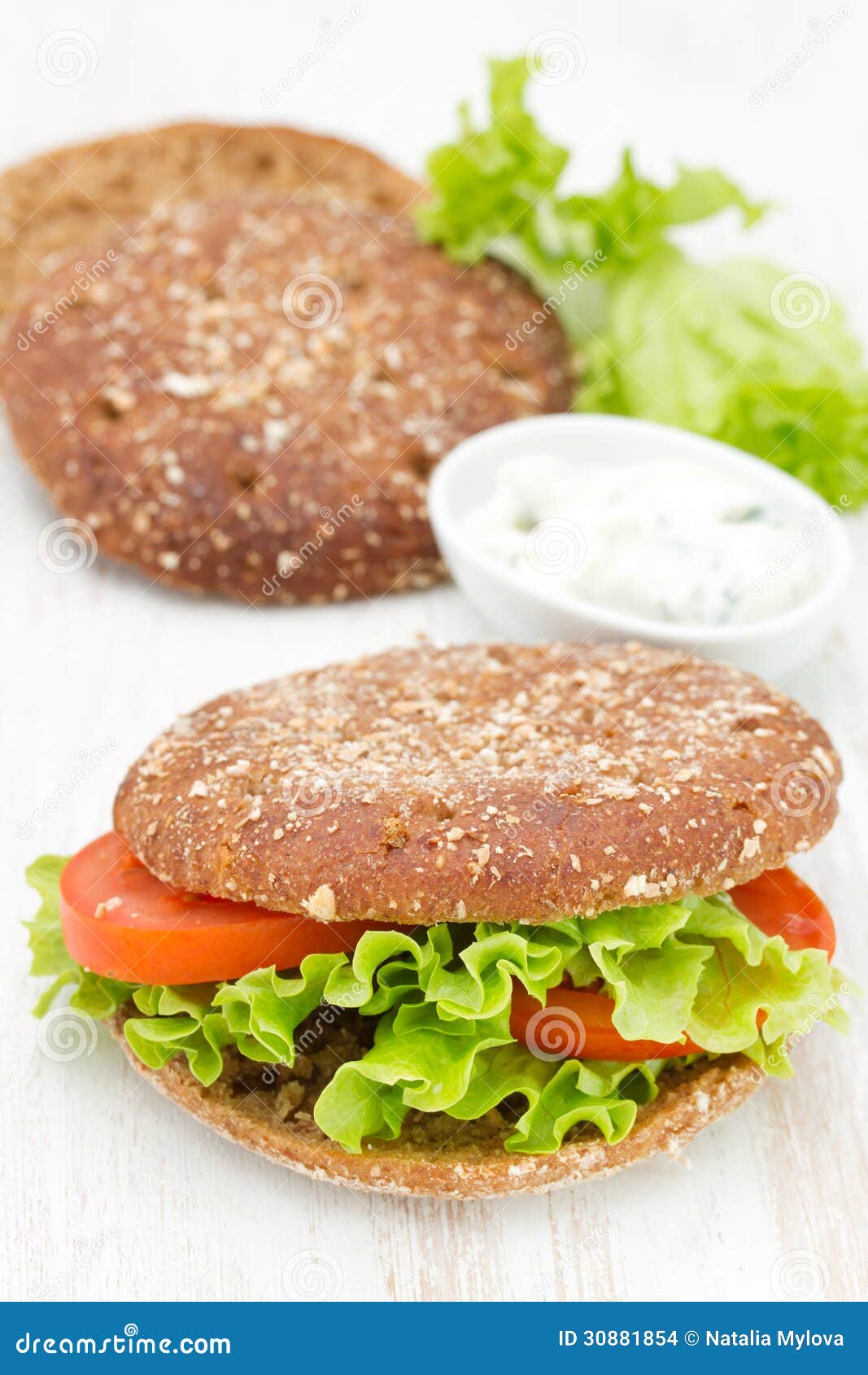 Bread with lettuce stock photo. Image of diet, fresh - 30881854