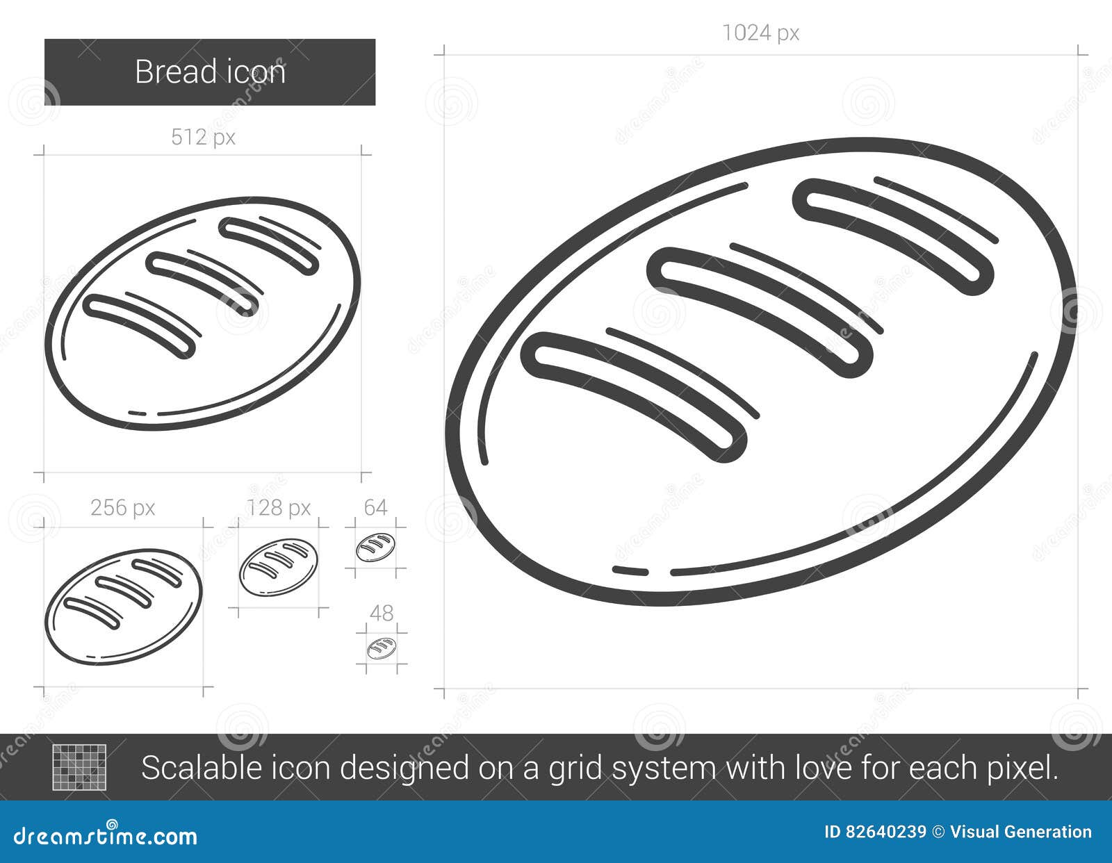 Bread line icon. stock vector. Illustration of outline - 82640239