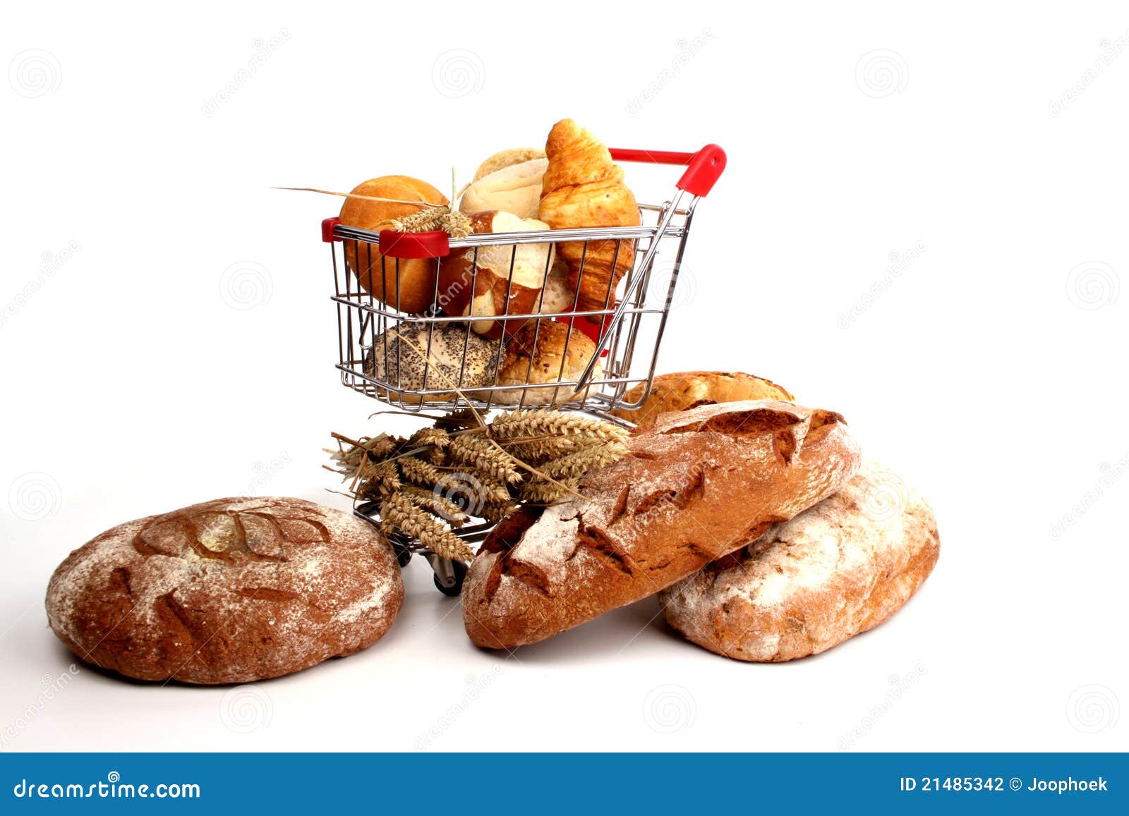Bread Loaf and Buns in a Shopping Cart Stock Photo - Image of bakery ...