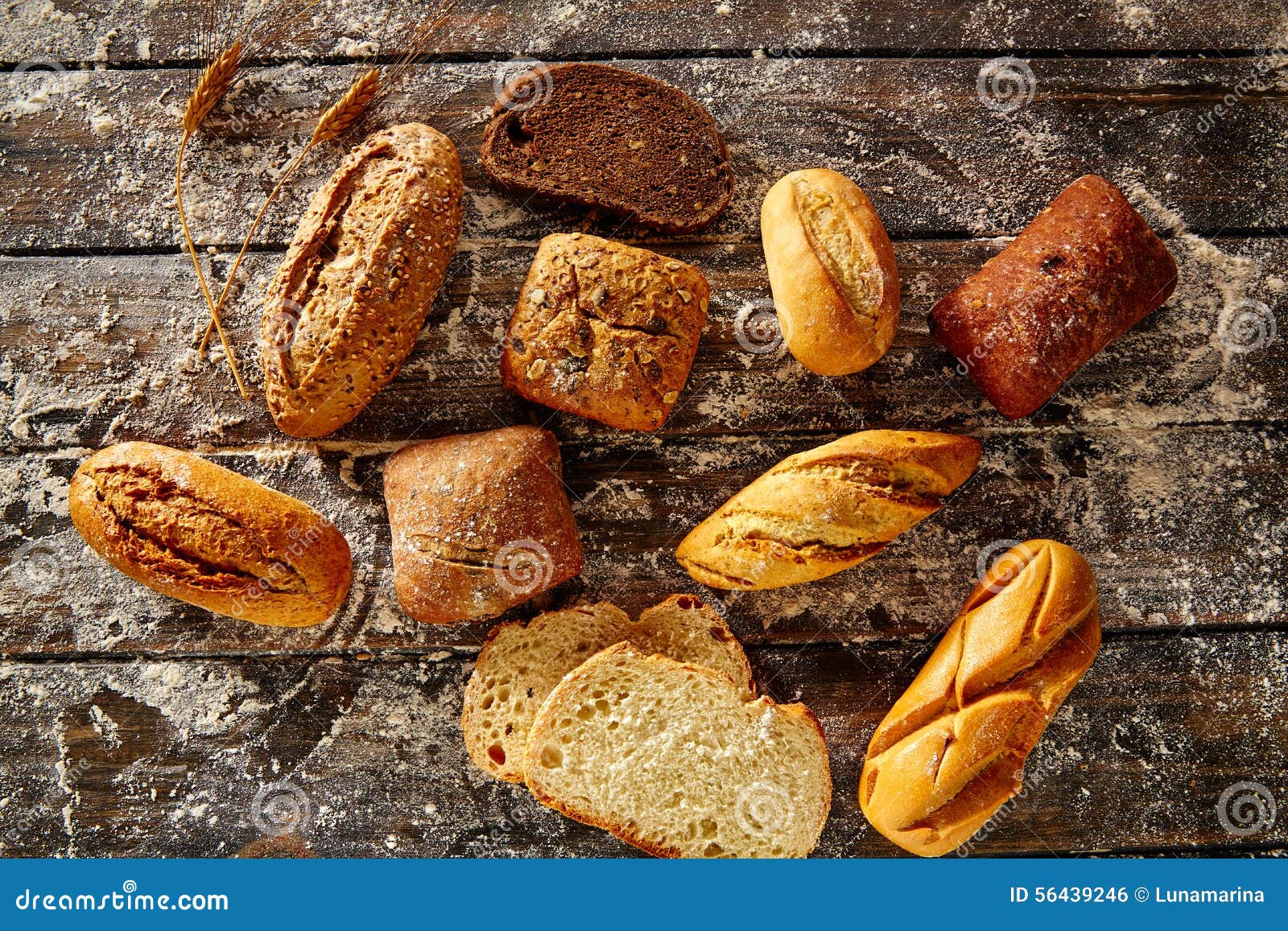 Bread Loaf Mixed in a Rustic Wood and Wheat Flour Stock Photo - Image ...