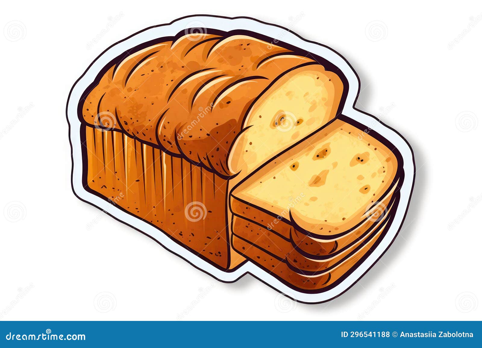 Bread Loaf Sticker on White Background. Generative AI Stock ...