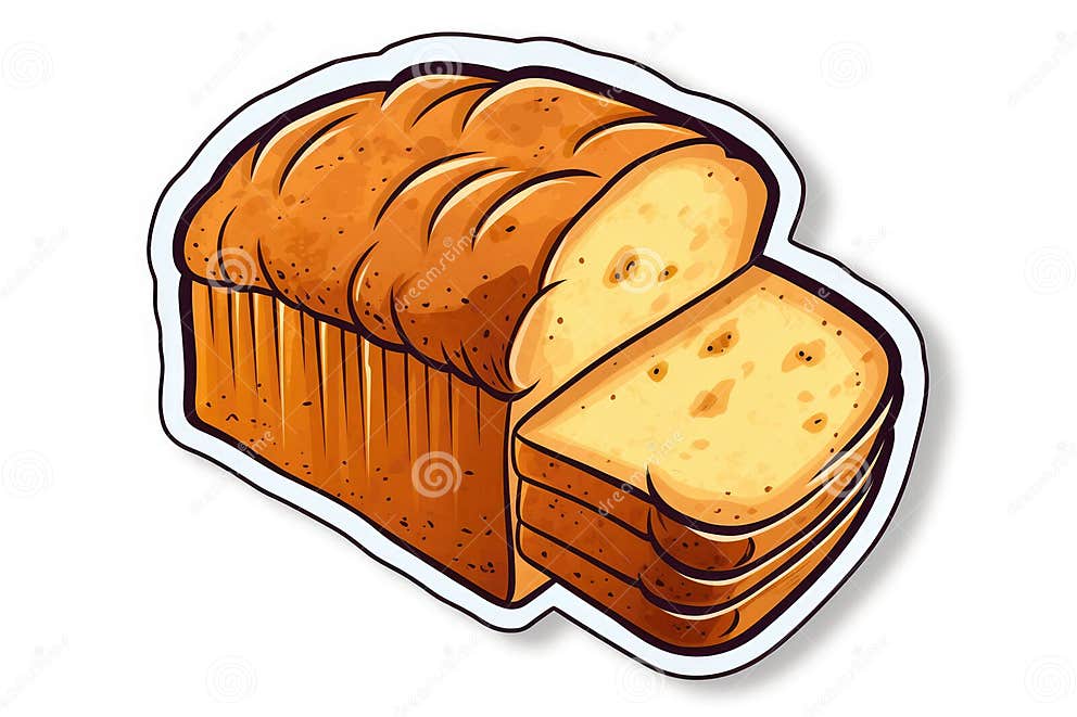Bread Loaf Sticker on White Background. Generative AI Stock ...