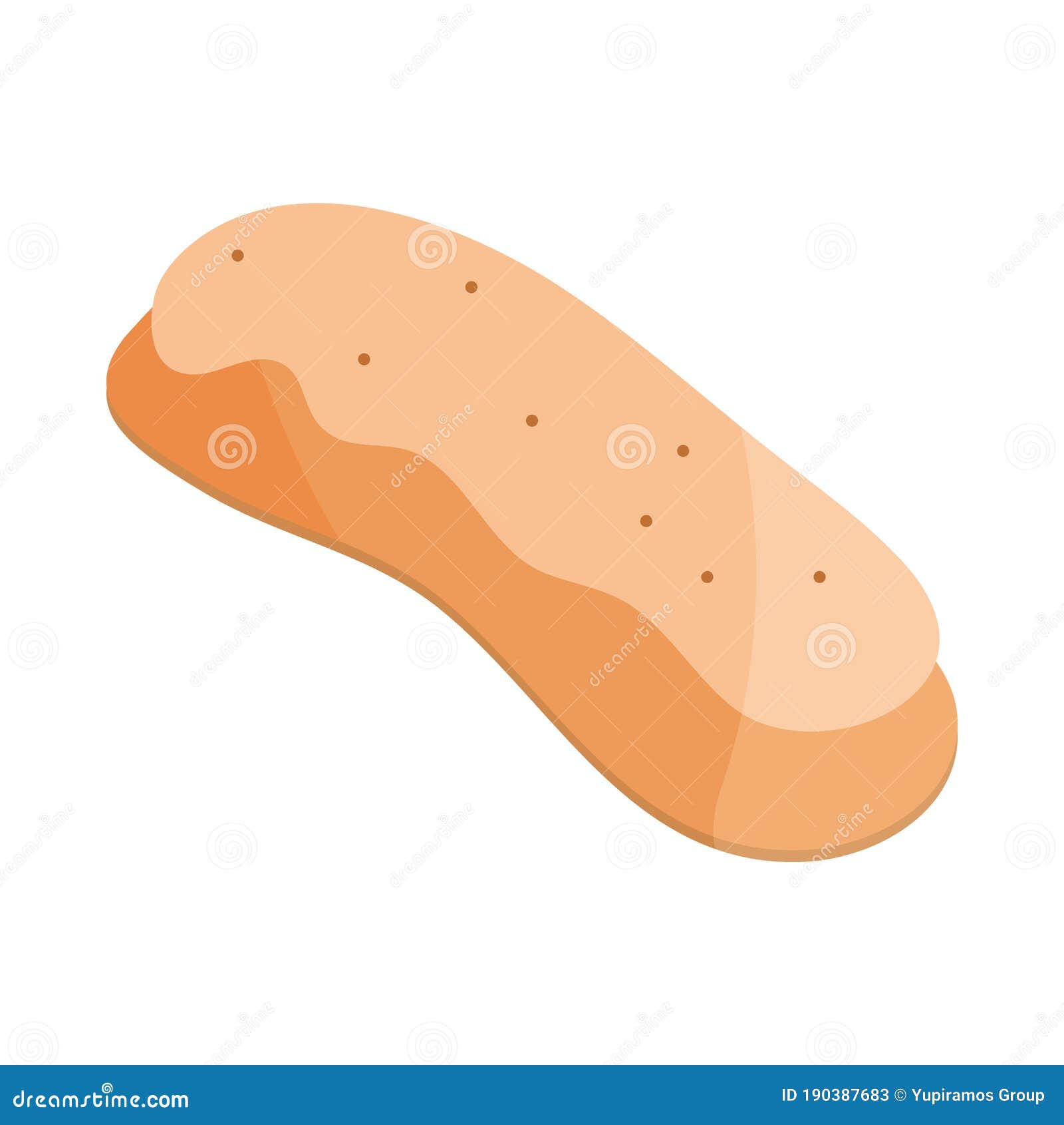 Bread Long Loaf Menu Bakery Food Product Flat Style Icon Stock Vector ...