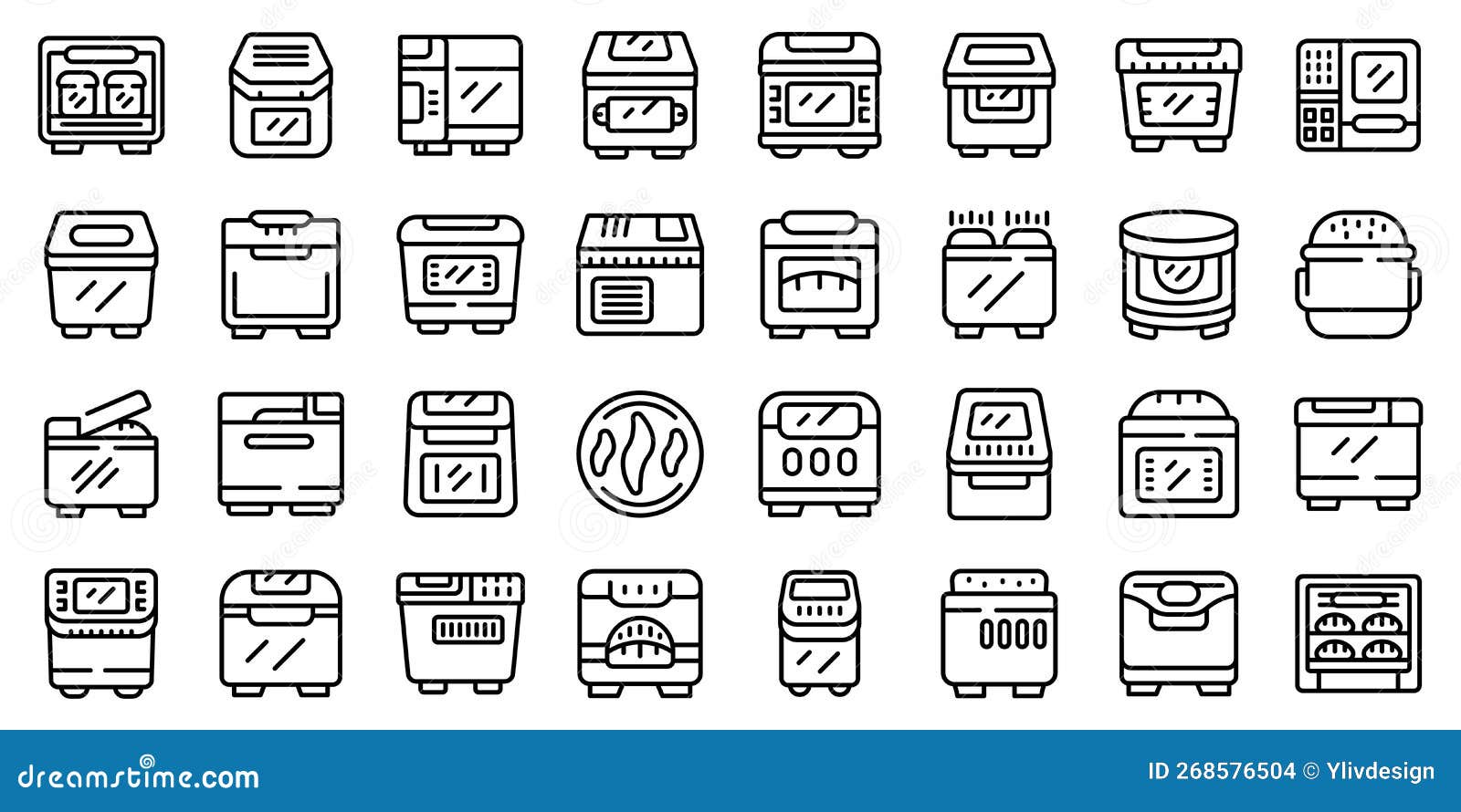 Bread Maker Icons Set Outline Vector. Electric Kitchen Stock Vector ...