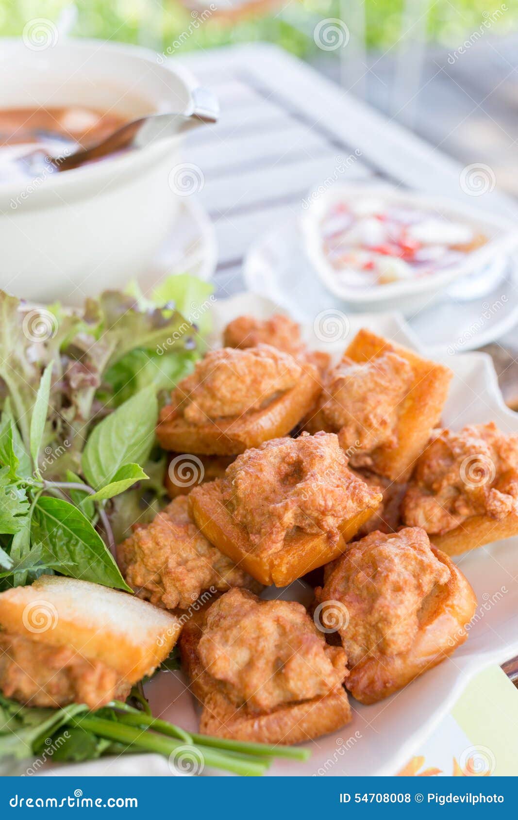 Bread with minced pork stock photo. Image of preparation - 54708008