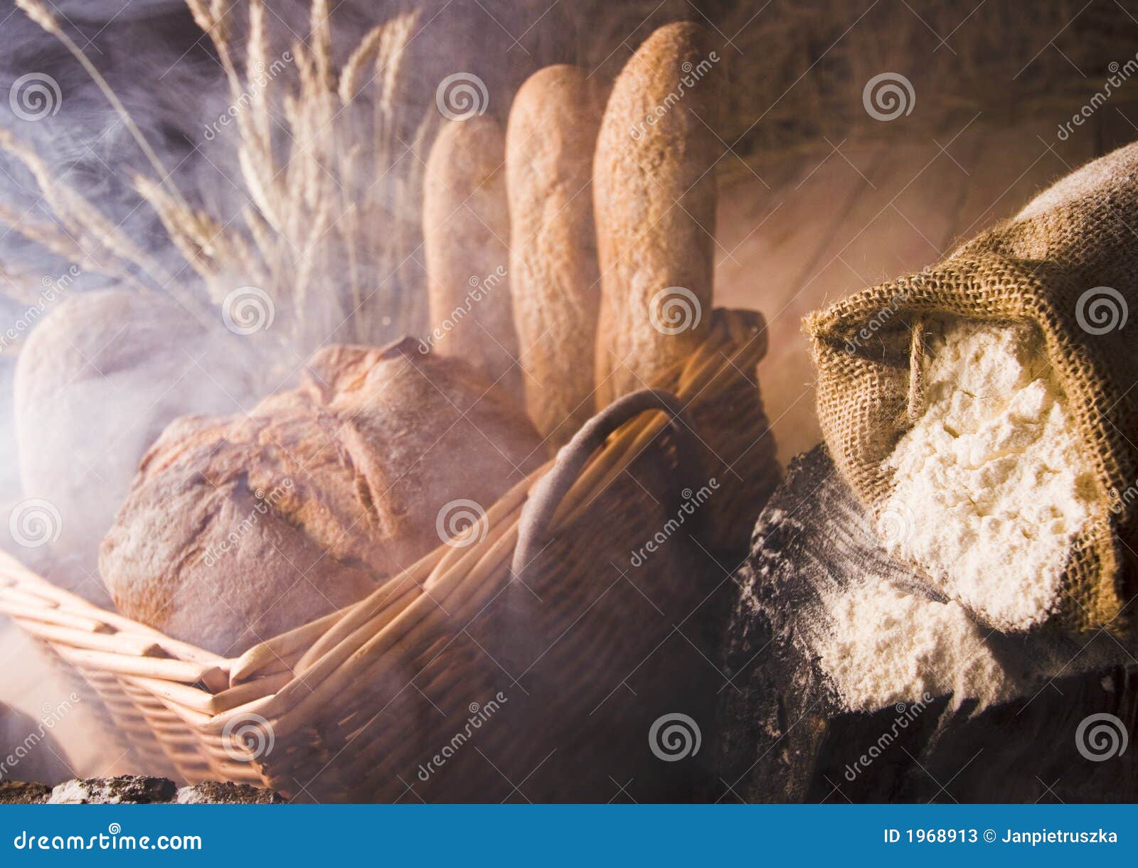 Bread mix in smoke stock image. Image of breakfast, flavour - 1968913