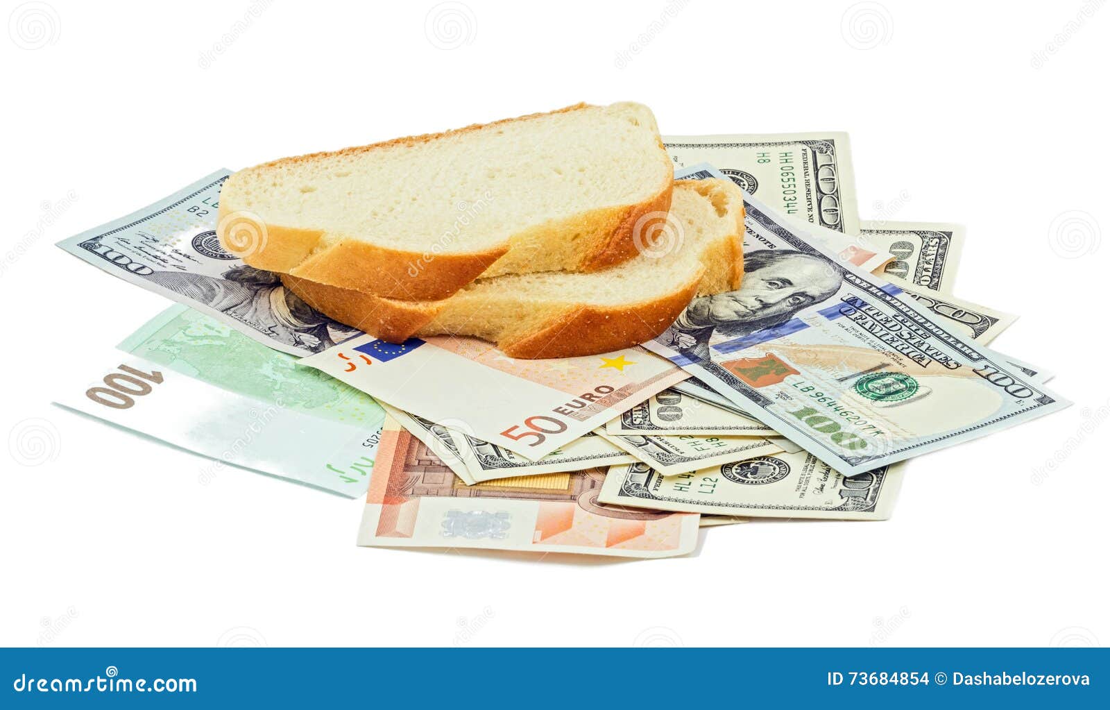 Bread and money stock photo. Image of food, currency - 73684854