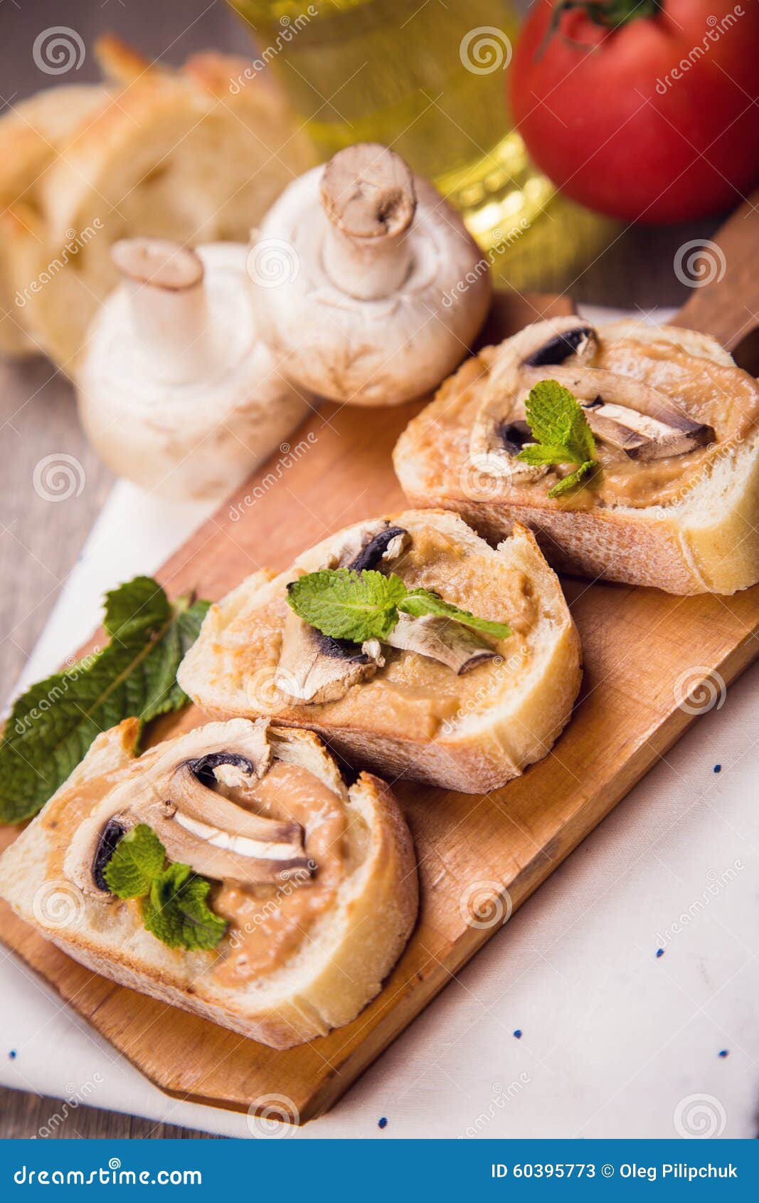 Bread with mushrooms stock image. Image of closeup, edible - 60395773