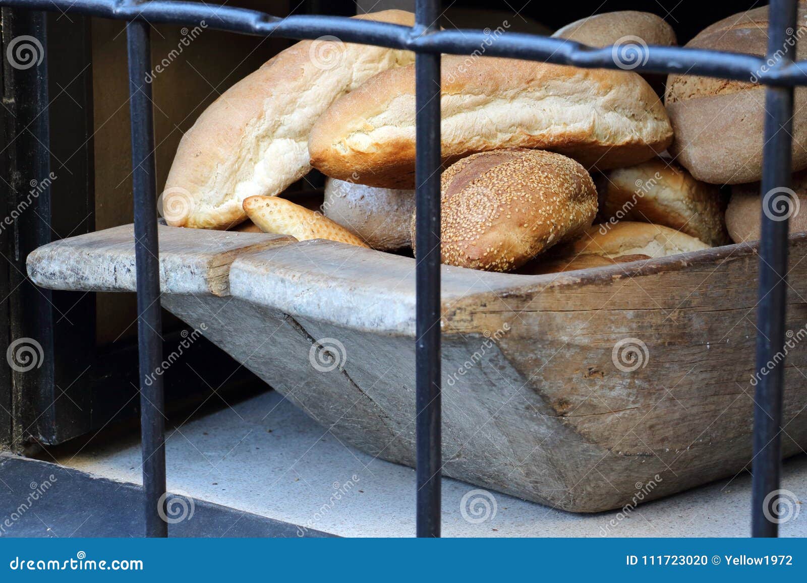 Bread In An Old Trough In A Bakery Window Stock Photography ...