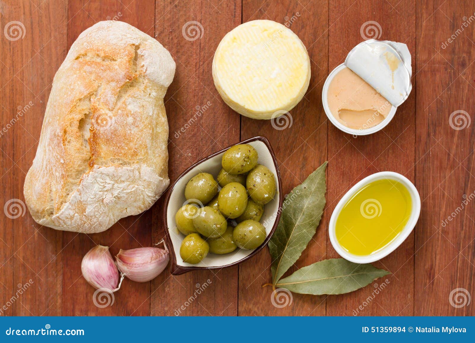 Bread with olives, pate stock photo. Image of health - 51359894