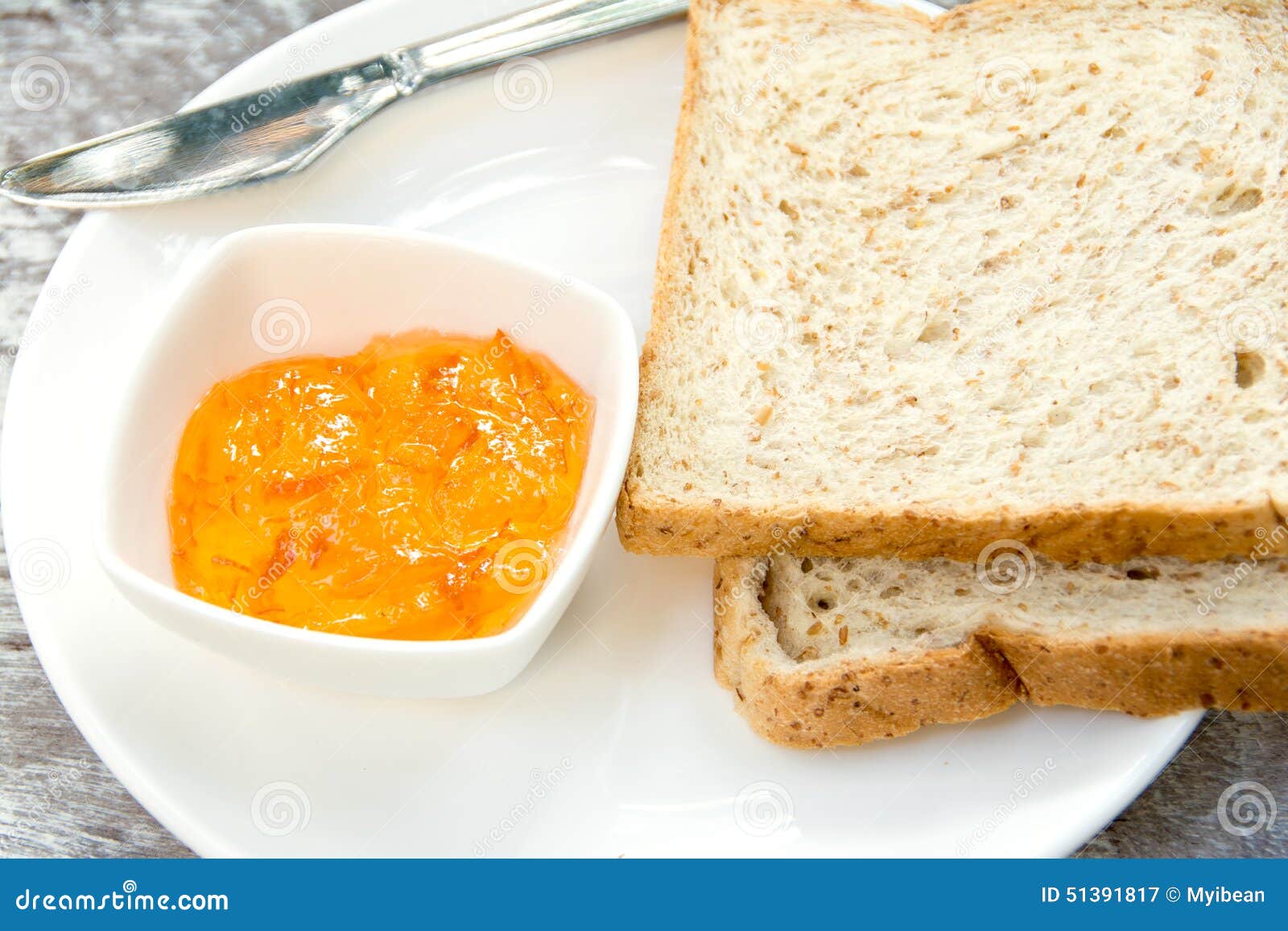 Bread with Orange Marmalade Jam Stock Image - Image of bowl, spread ...