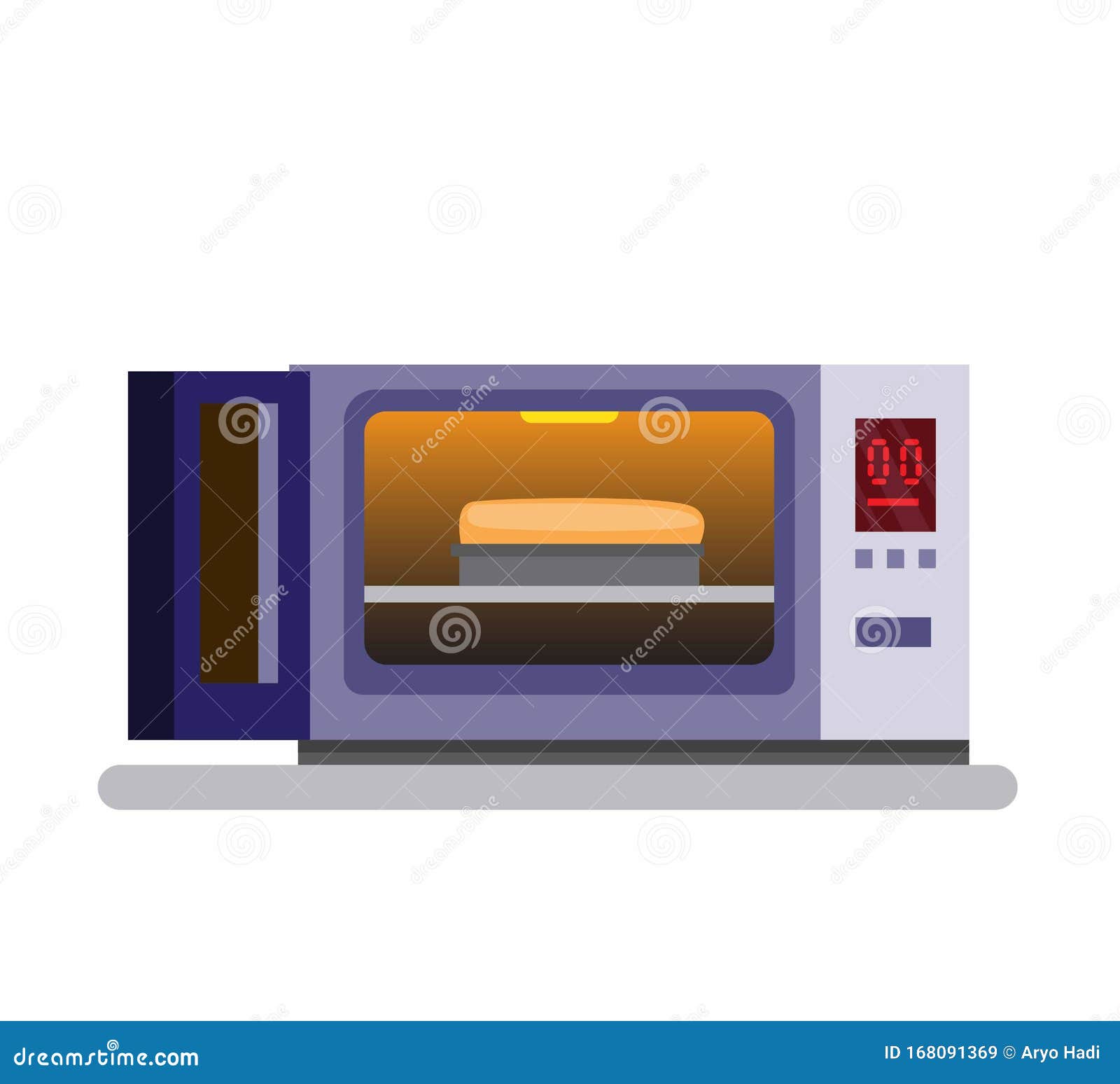 Bread in Oven, Opened Oven Machine in Flat Illustration Vector Stock ...