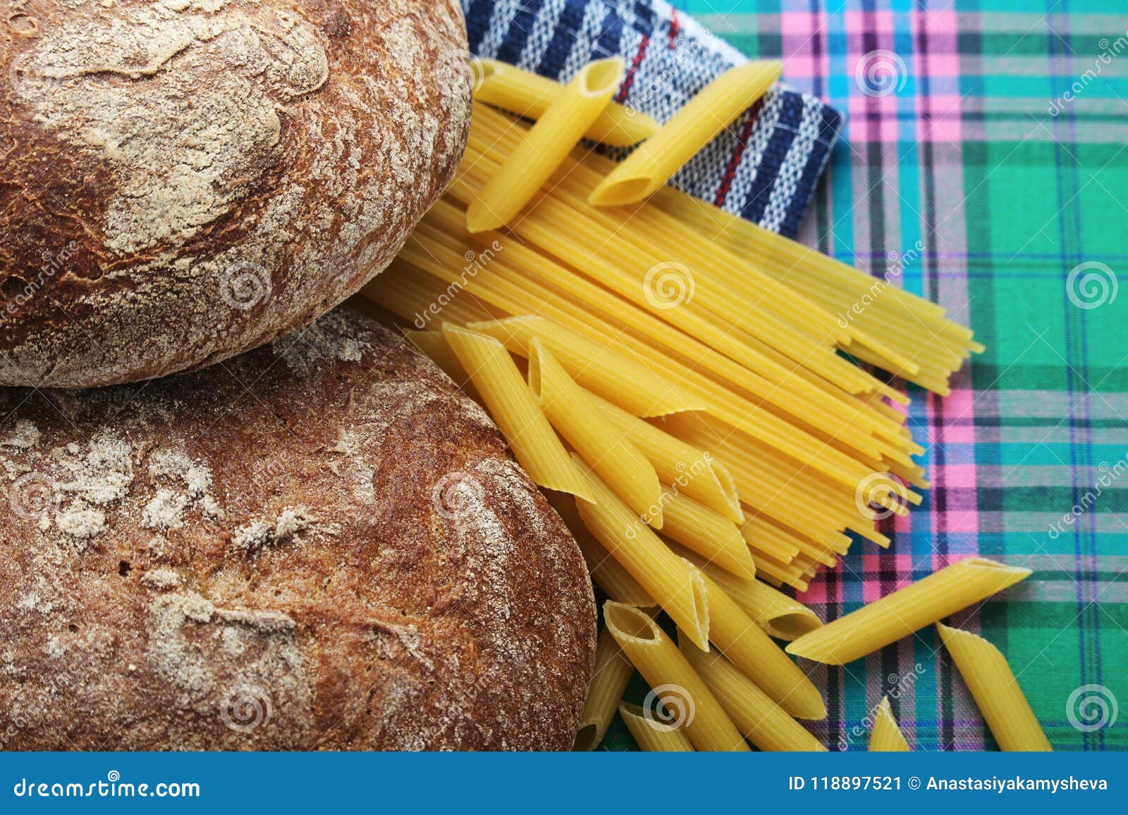Bread and Pasta with Complex Carbohydrates Stock Image - Image of ...