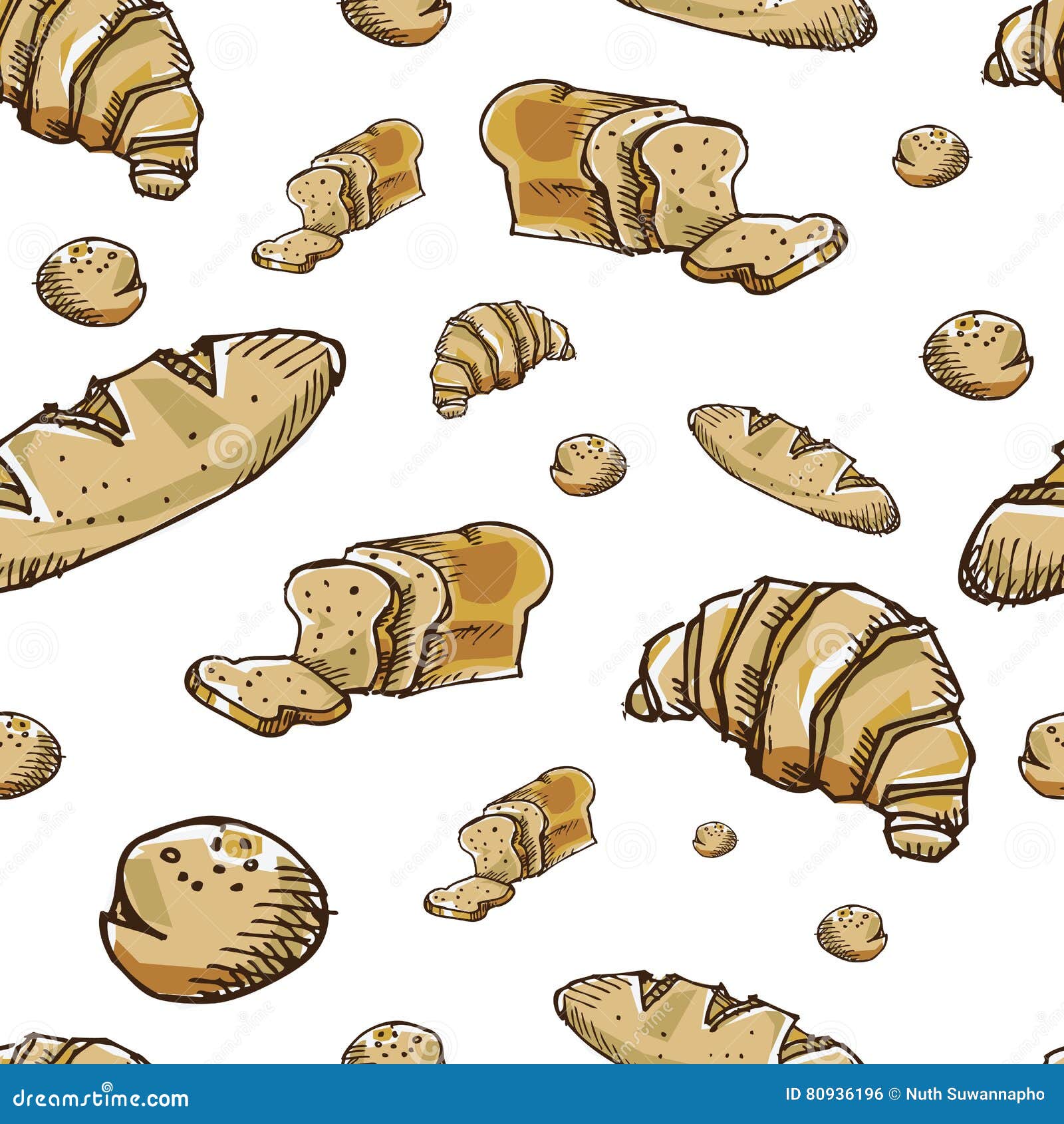 Bread pattern stock vector. Illustration of delicious - 80936196