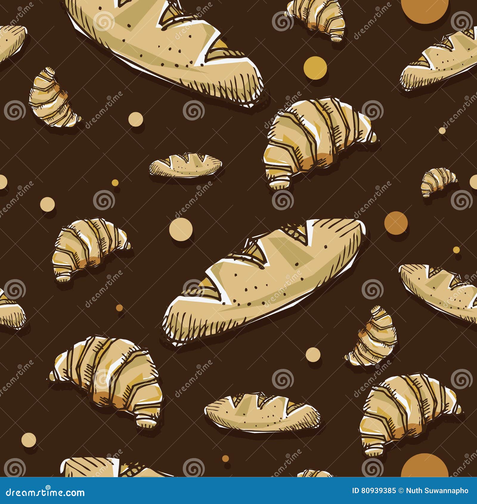 Bread pattern stock vector. Illustration of pattern, design - 80939385