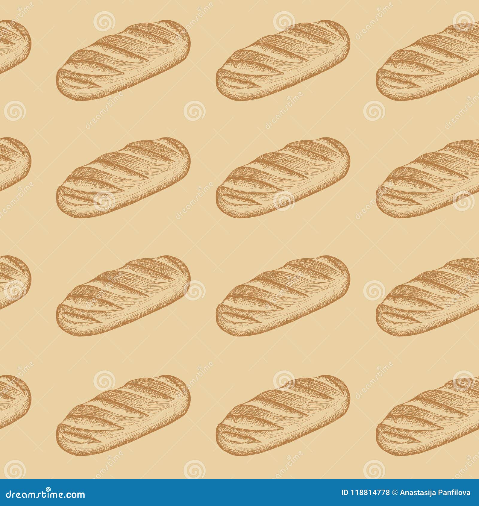 Bread pattern. stock vector. Illustration of doodle - 118814778