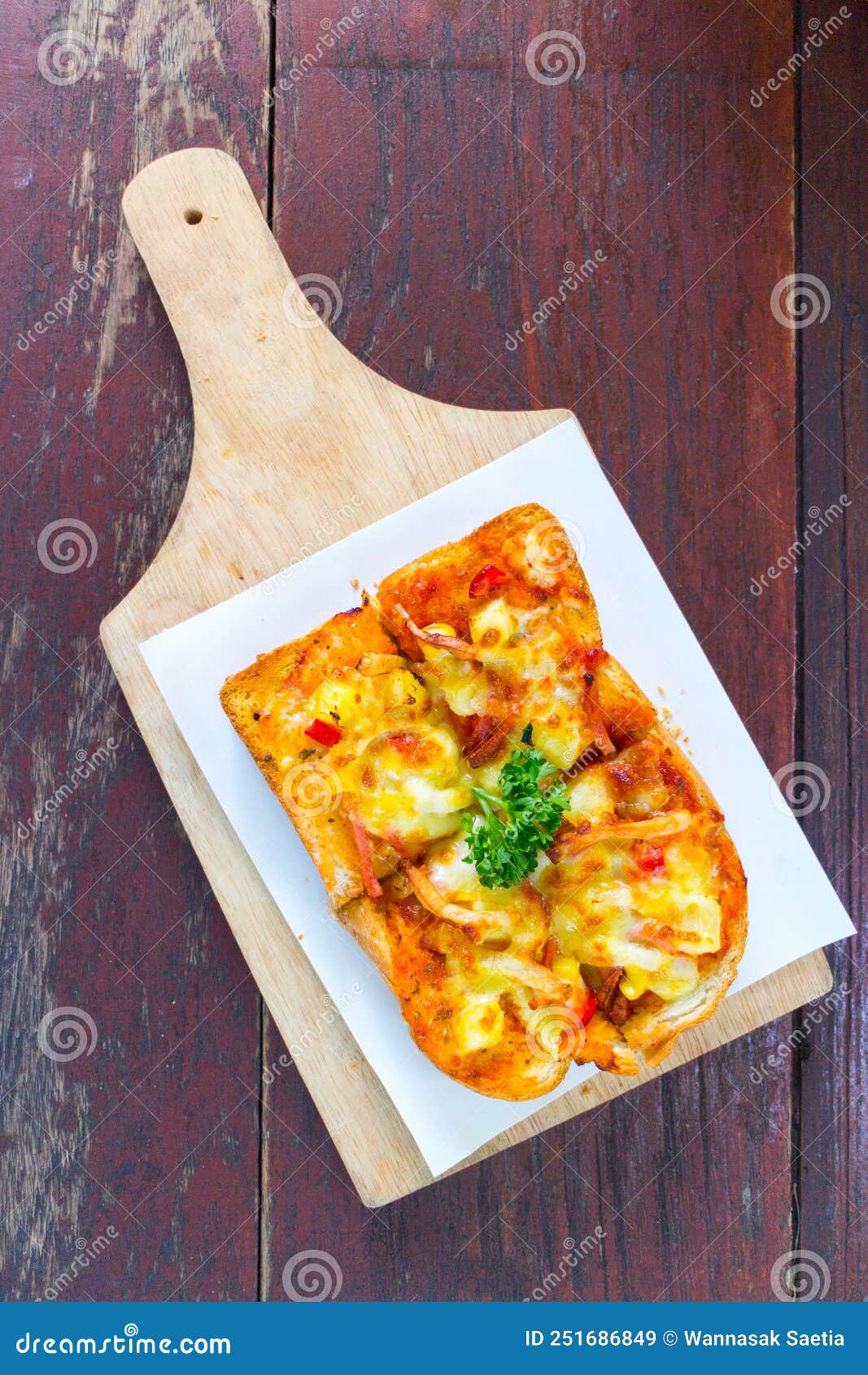 Small Square Pizzas Served on a Wooden Tray. Stock Image - Image of ...