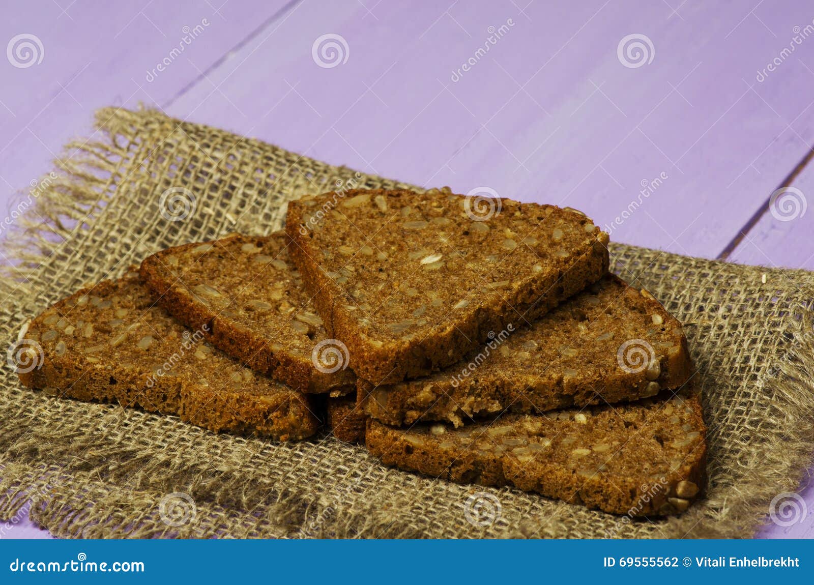 Bread Placed on a Wooden Slope in the Background . Stock Photo - Image ...