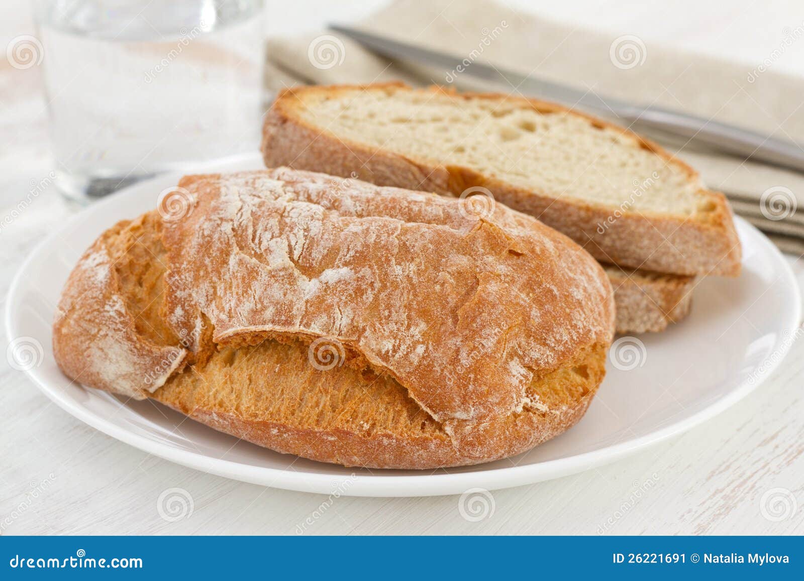 Bread on the plate stock image. Image of food, loaf, delicious - 26221691