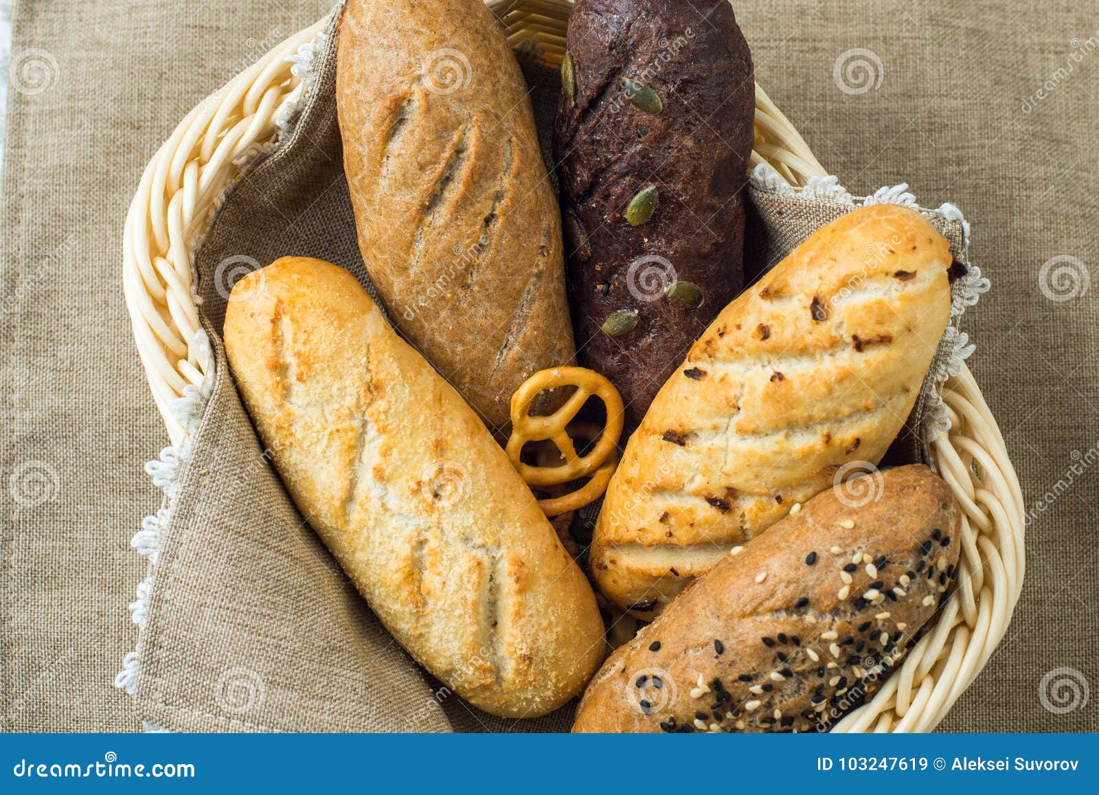 Bread Plate with Different Types of Bread Stock Image - Image of cater ...