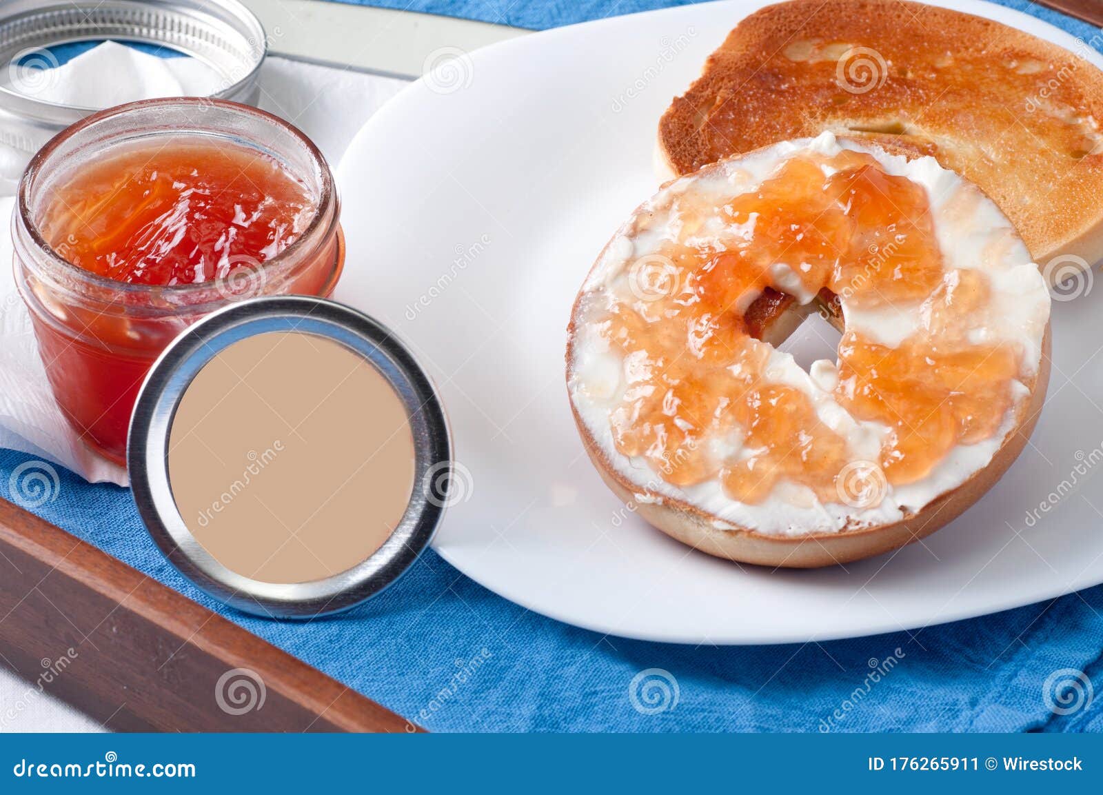 Bread on the Plate with Fruit Jam Toppings Stock Image - Image of ...